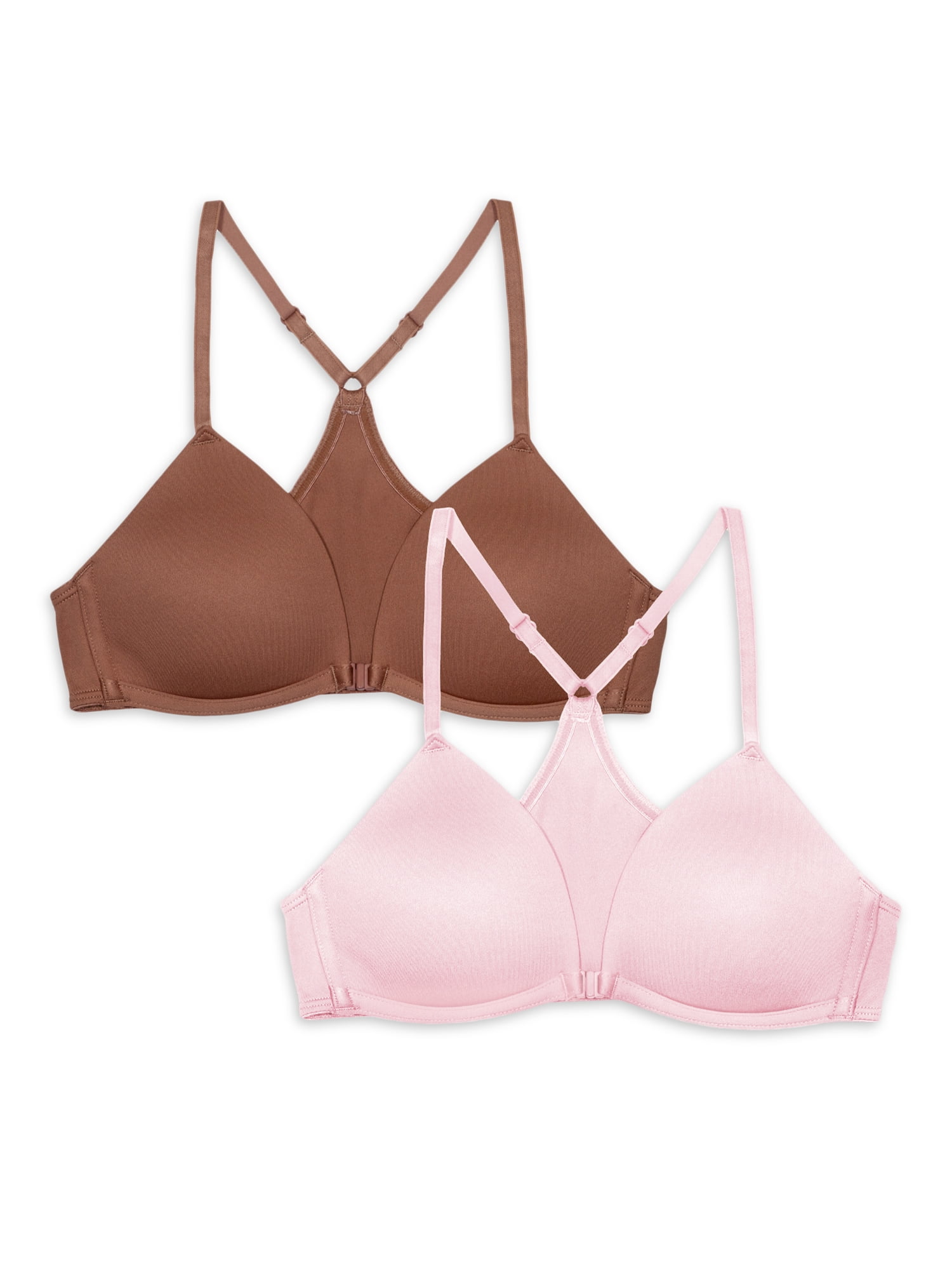 Wonder Nation Girls Wirefree Front Close T-Shirt Bra 2 Pack Sizes 30A ...