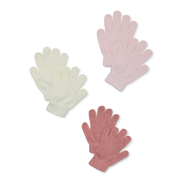 Wonder Nation Girls knit Gloves Solid 3 Pack Walmart