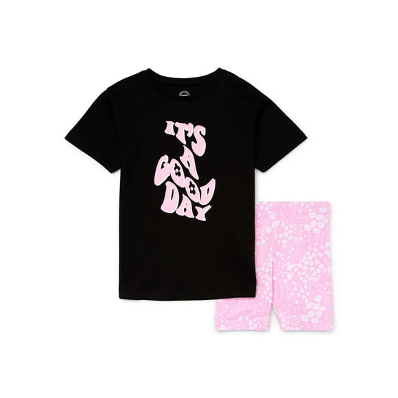 Wonder Nation Girls Graphic tee & Short, Sizes 4-16 & Plus