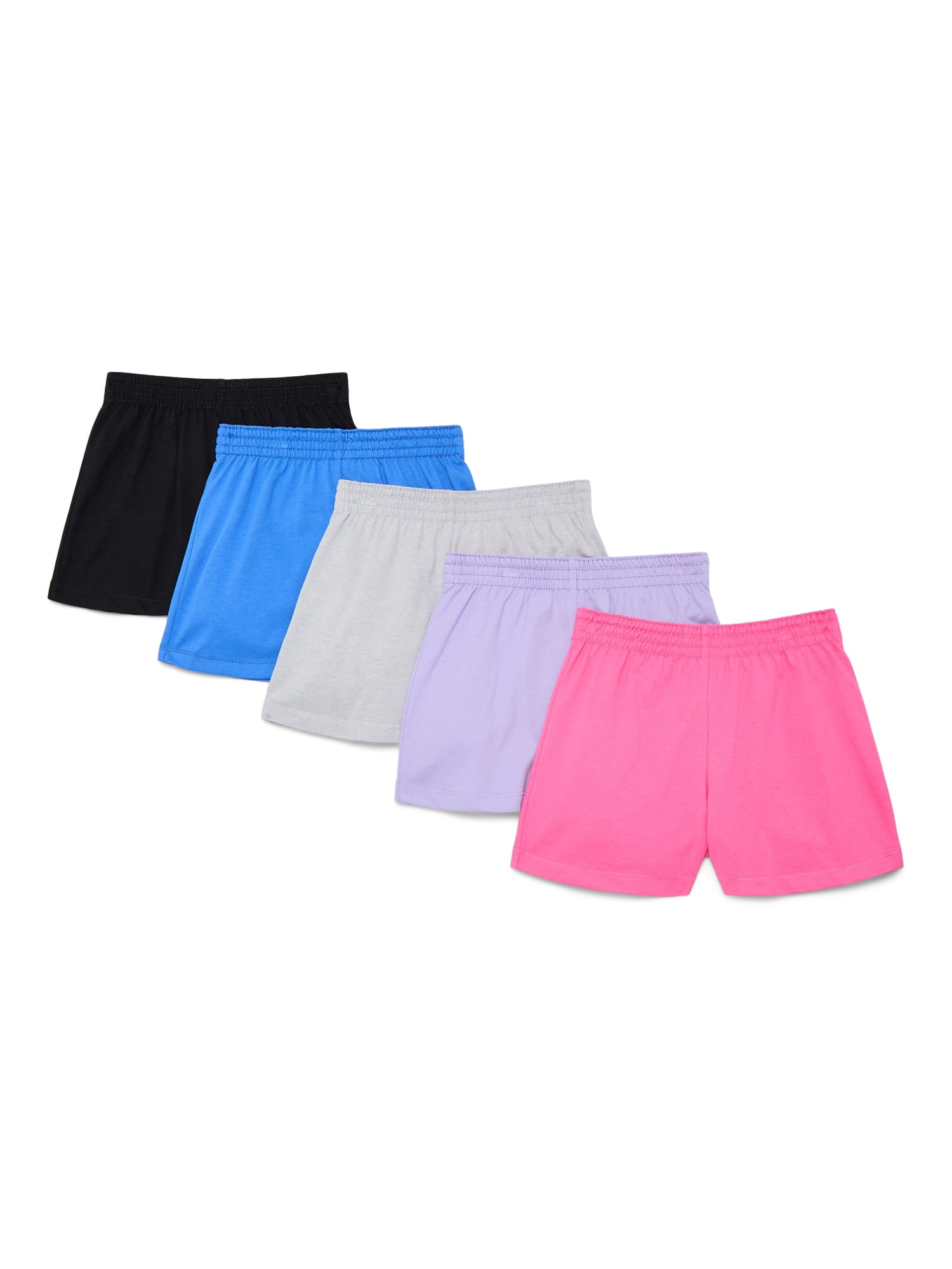 Wonder Nation Girls Kid Tough Knit Shorts, 5-Pack, Sizes 4-18 & Plus ...