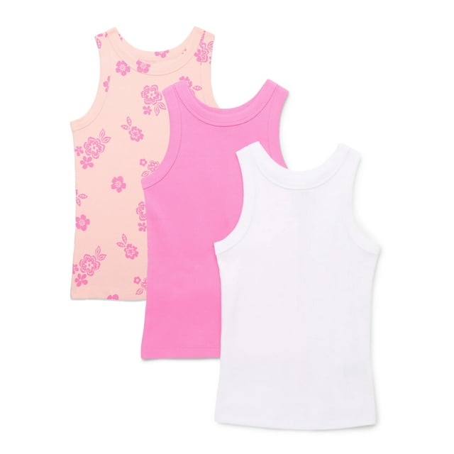 Wonder Nation Girls Kid Tough Tank Top, 3 Piece Set, Sizes 4-18 and ...