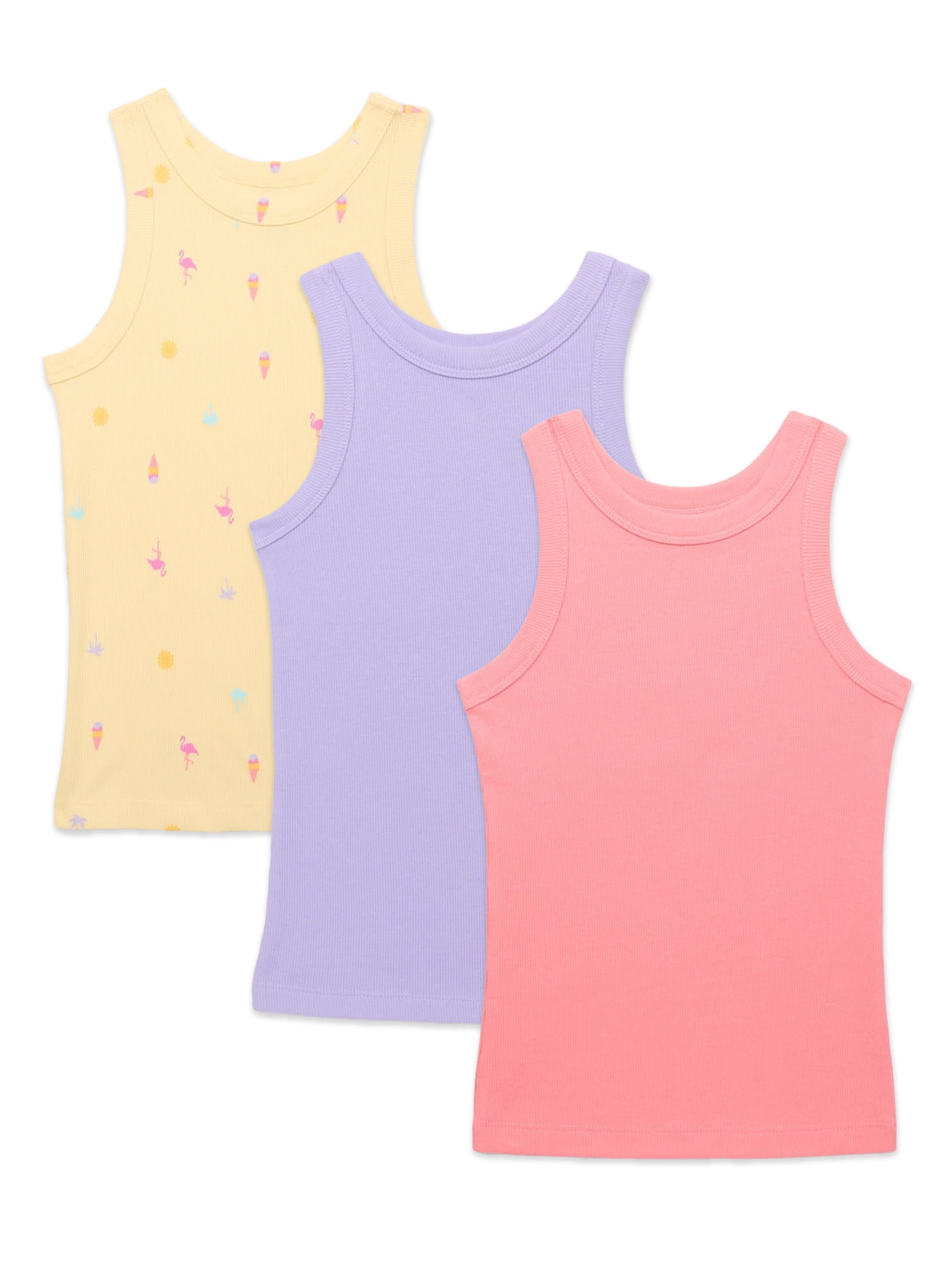 Wonder Nation Girls Kid Tough Tank Top, 3 Piece Set, Sizes 4-18 and ...