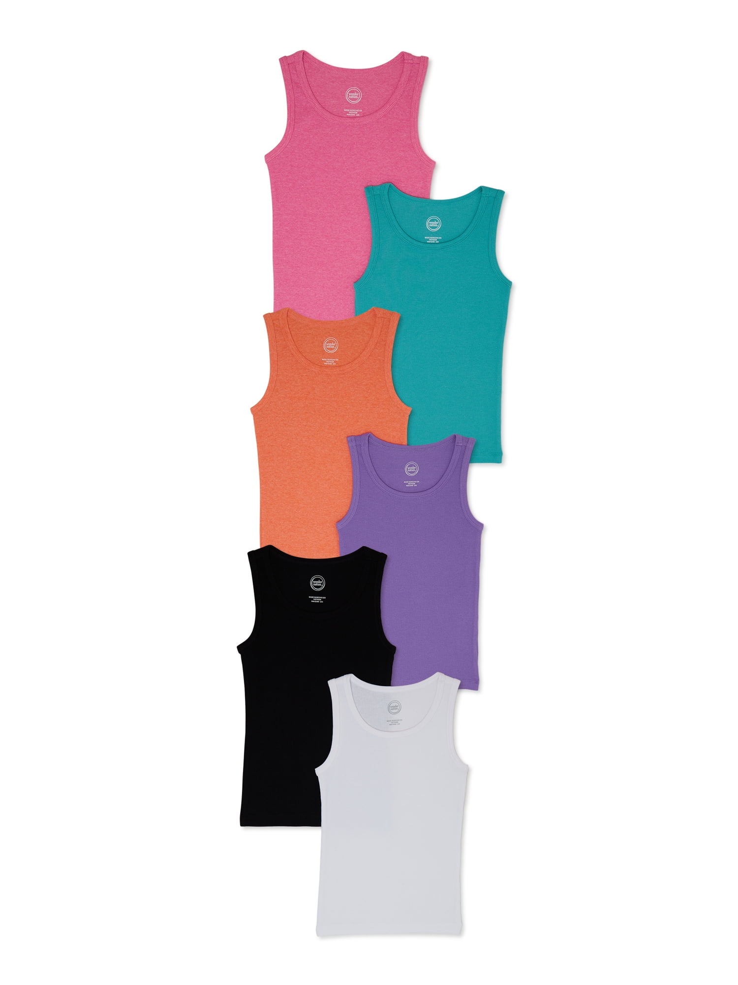 Wonder Nation Girls Kid Tough Tank Top, 6-Pack, Sizes 4-18 and Plus ...
