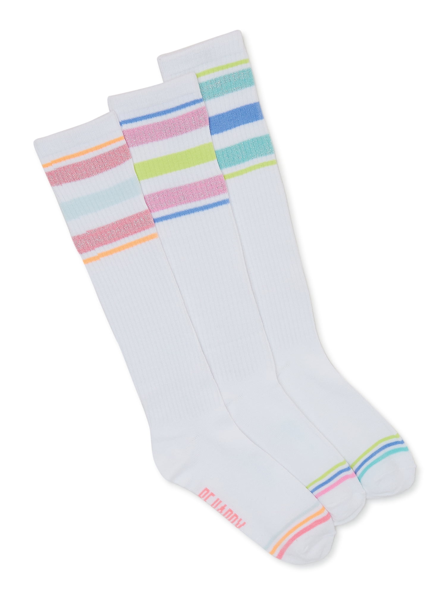 Wonder Nation Girls Knee High Fashion Socks 3-Pack Sizes S-L Bright ...