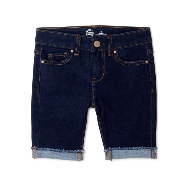 Wonder Nation Girls Knee Length Denim Jean Shorts, Sizes 5-18 & Plus ...