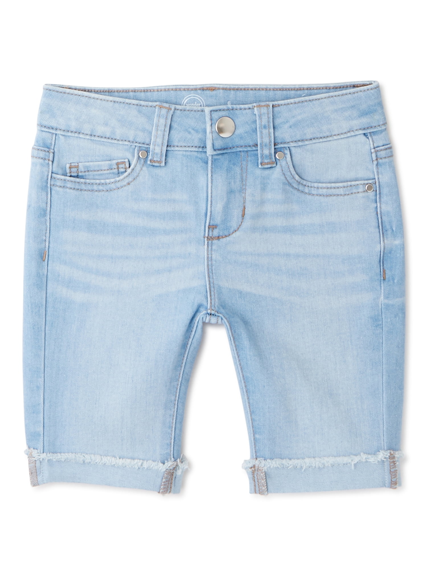 Wonder Nation Girls Knee Length Denim Shorts - Sizes 5-18 & Plus ...