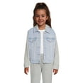 Wonder Nation Girls Knit Sleeve Denim Jacket, Sizes 4-18 & Plus ...