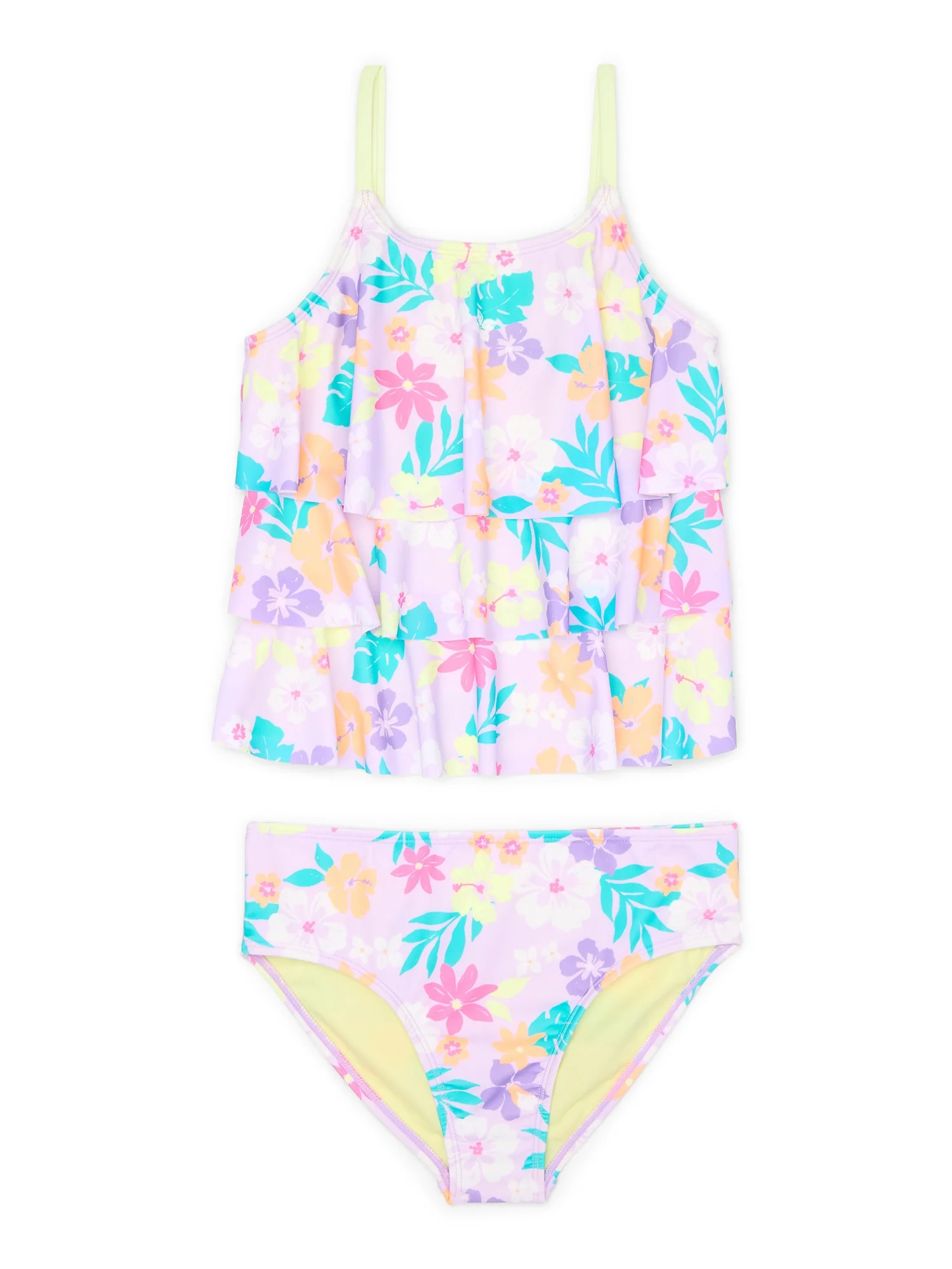 Wonder Nation Girls Tiered Tankini Swimsuit - UPF 50 - Walmart.com