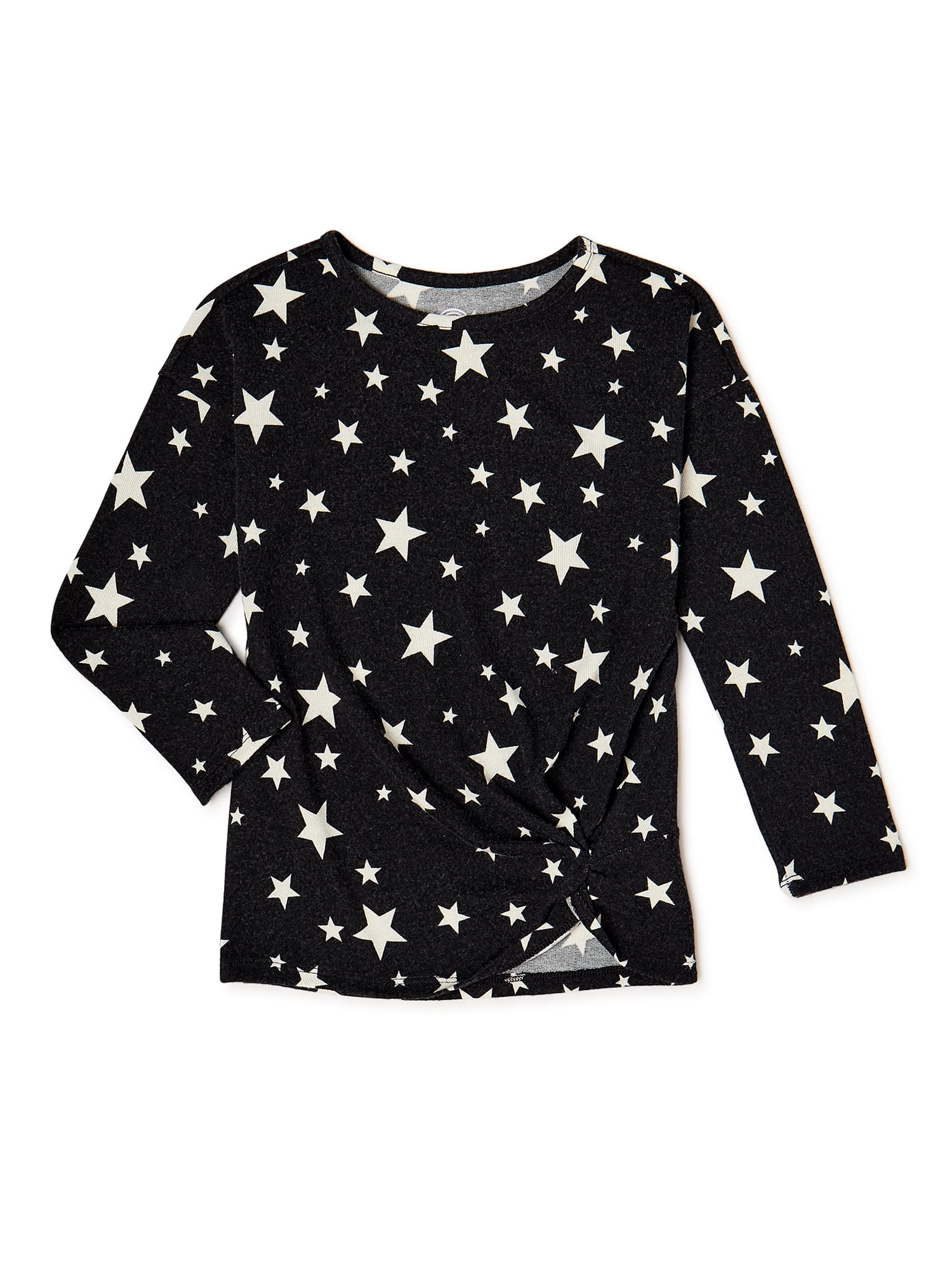 Wonder Nation Girls Long Sleeve Brushed Twist Top, Sizes 4-18 & Plus ...