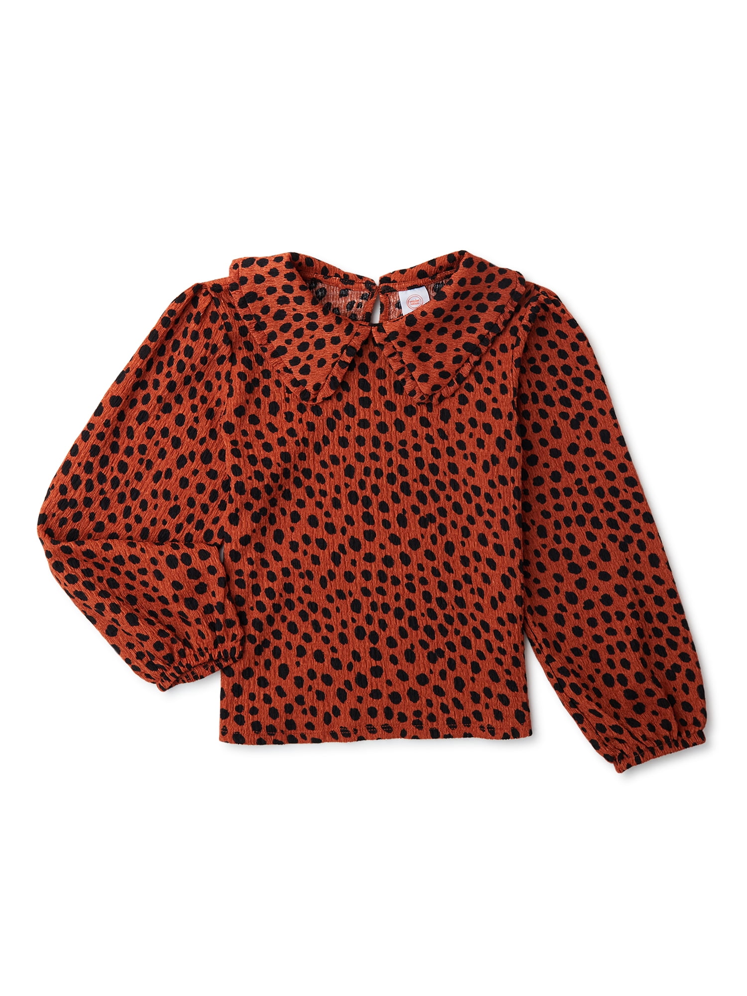 Wonder Nation Girls Long Sleeve Collared Top, Sizes 4-18 & Plus ...