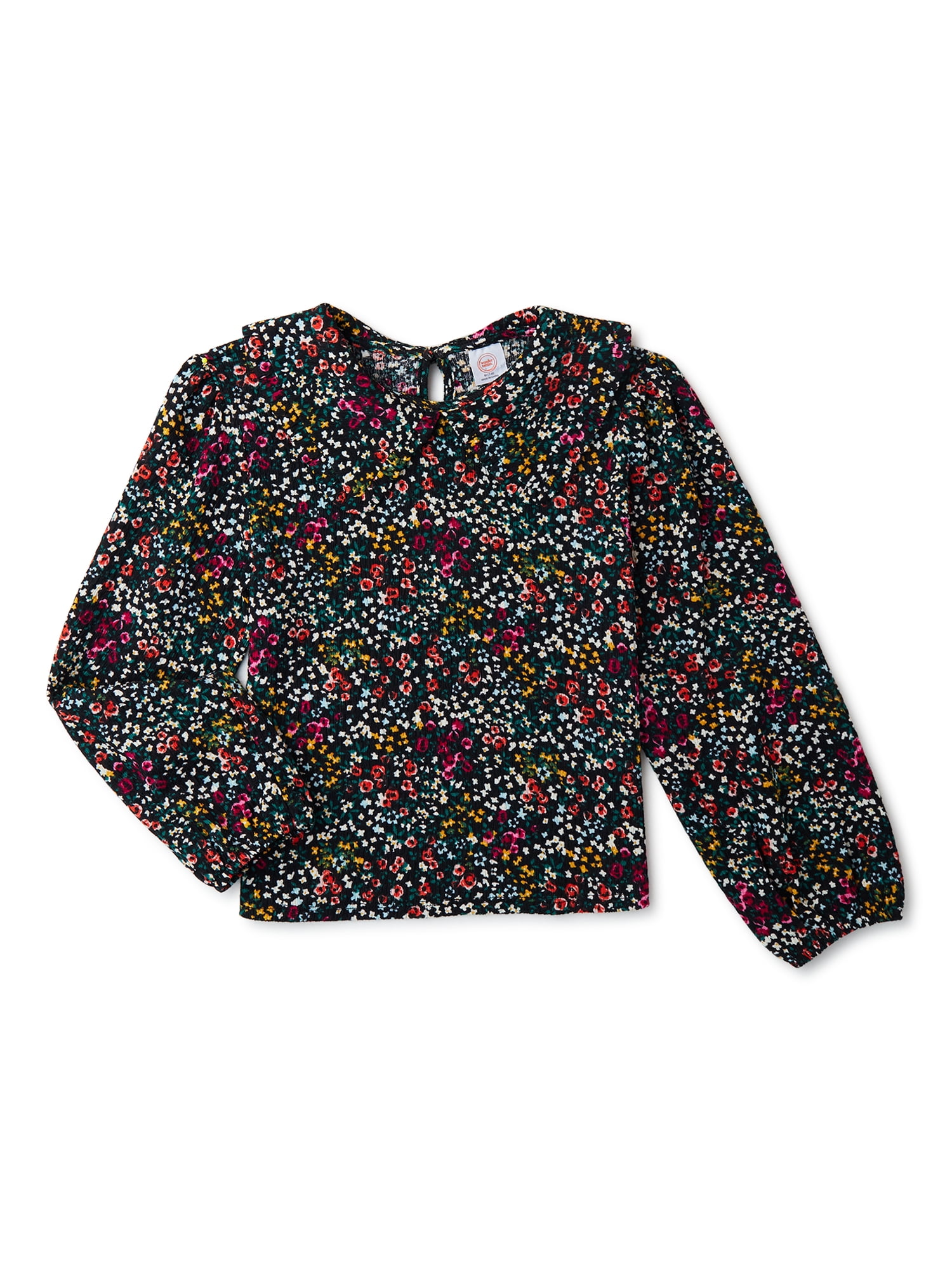 Wonder Nation Girls Long Sleeve Collared Top, Sizes 4-18 & Plus ...