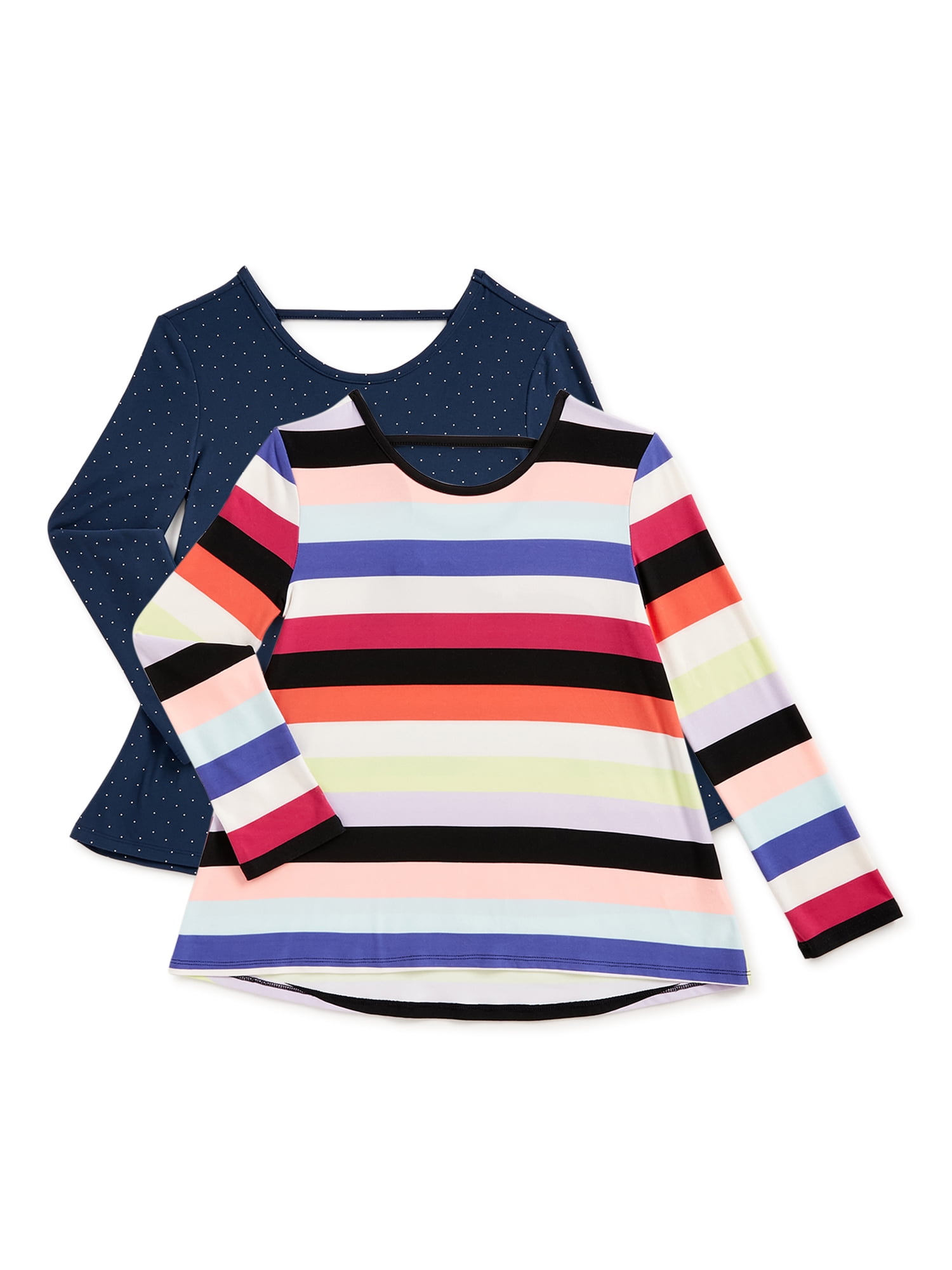 Wonder Nation Girls Long Sleeve Cozy Swing T-Shirts, 2-Pack, Sizes 4-18 ...