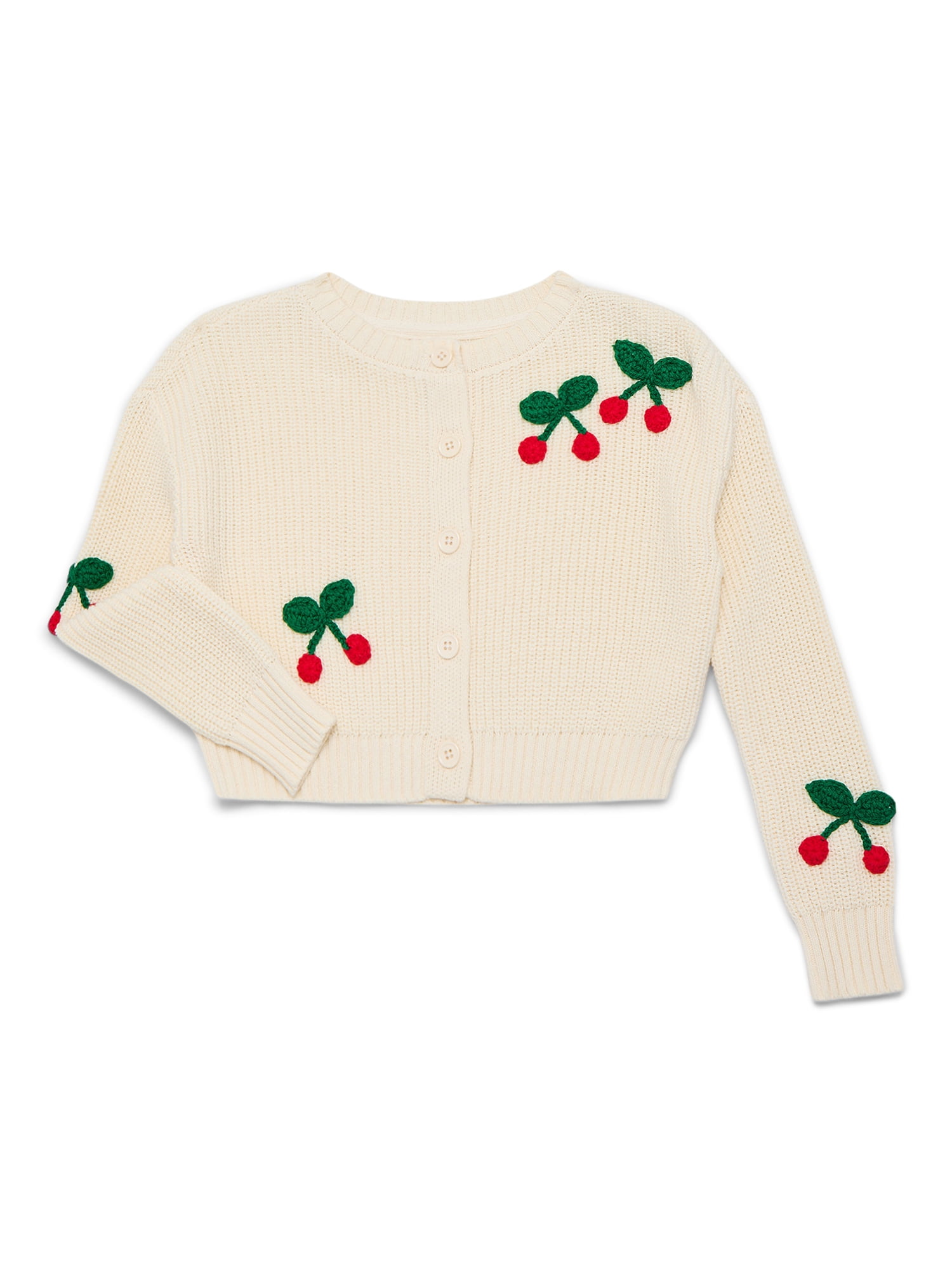 Wonder Nation Girls Cotton Cardigan Sweater with Cherry Appliques ...