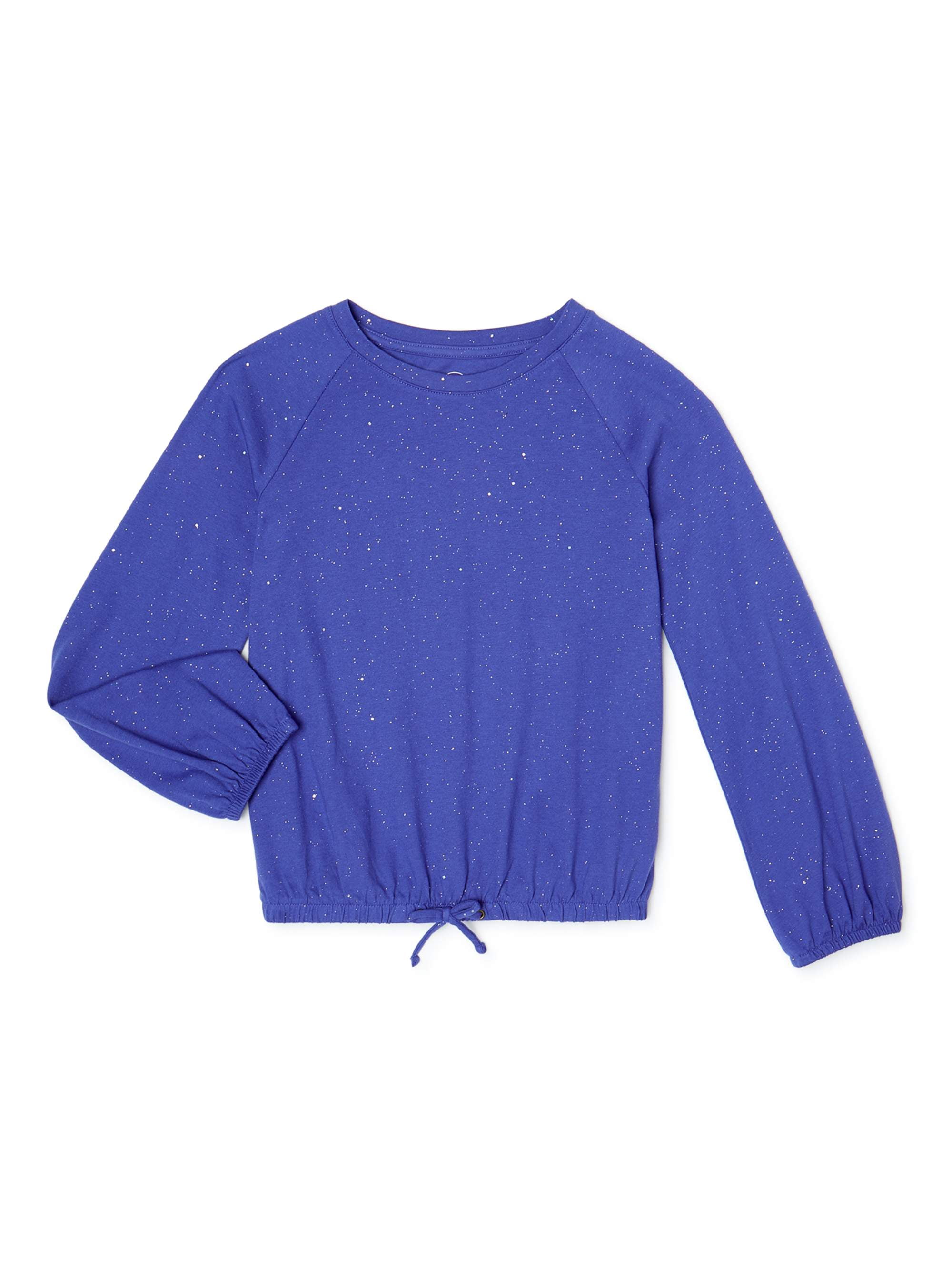 Wonder Nation Girls Long Sleeve Foil Tie-Front Top, Sizes 4-18 & Plus ...