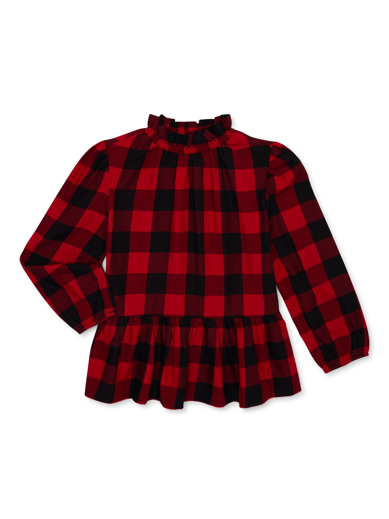 Wonder Nation Girls Long Sleeve Peplum Hem Top, Sizes 4-18 & Plus ...
