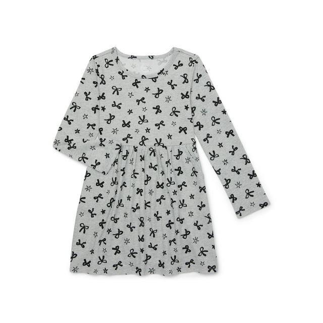 Wonder Nation Girls Lightweight Long Sleeve Play Dress with Pockets ...