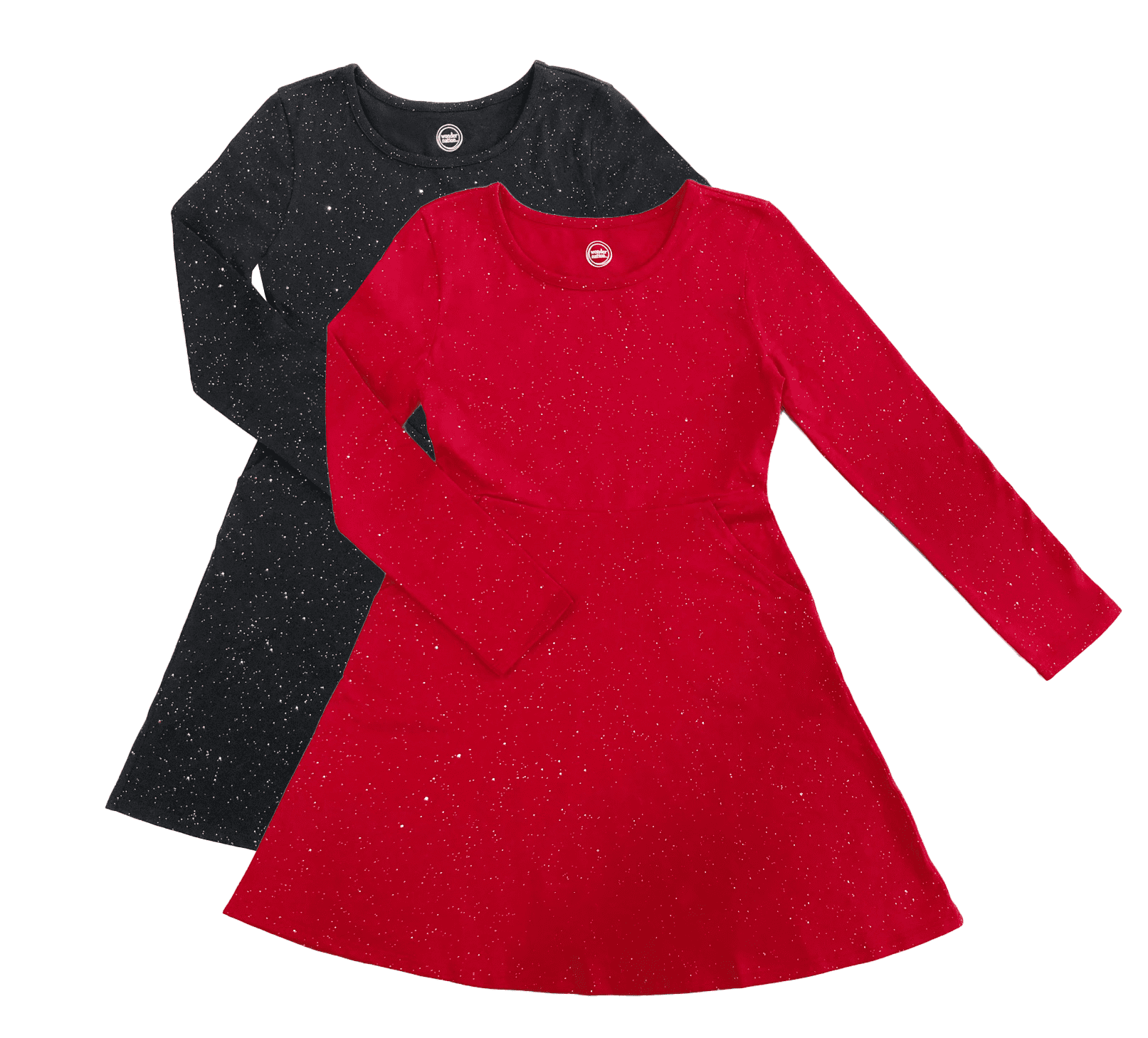 Wonder Nation Girls Long Sleeve Play Dresses, 2-Pack, Sizes 4-18 & Plus ...