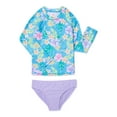 Wonder Nation Girls Long Sleeve Rashguard Set With Upf 50 2 Piece