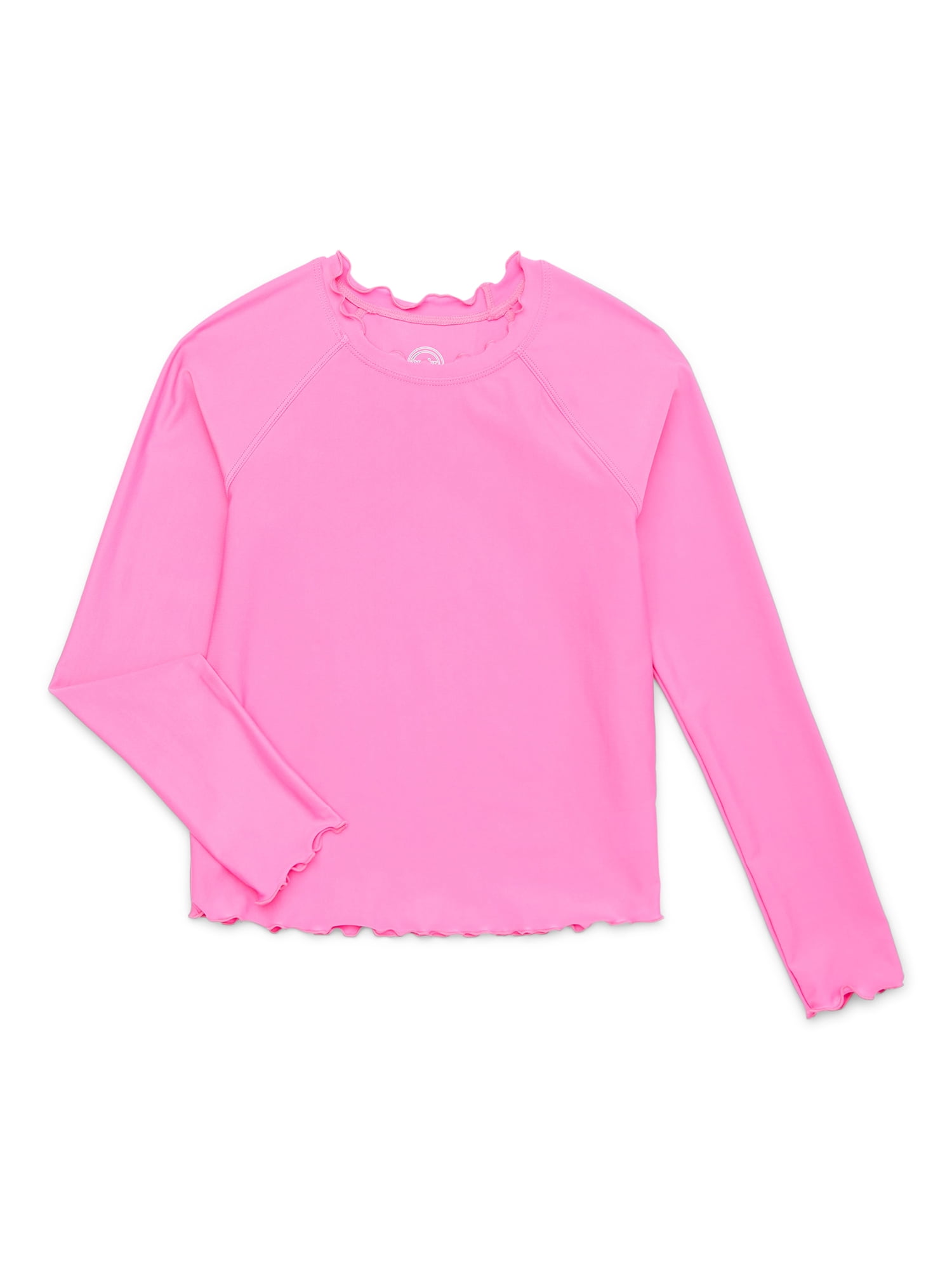 Wonder Nation Girls Long Sleeve Rash Guard UPF 50, Recycled Poly, Sizes ...