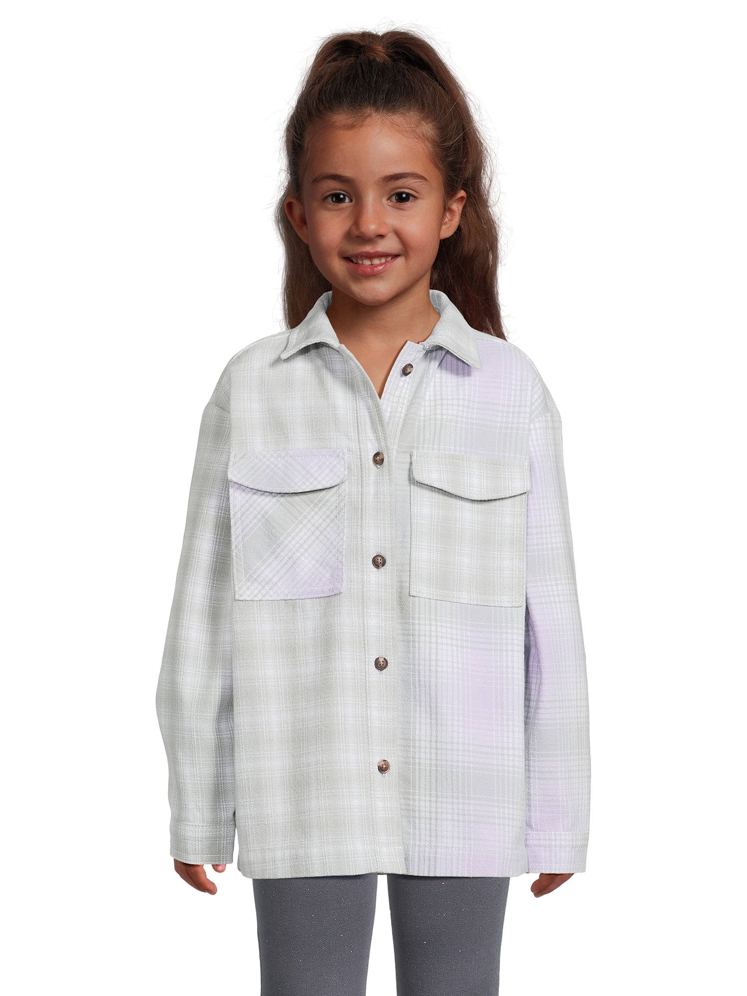 Wonder Nation Girls Long Sleeve Shacket, Sizes 4-18 & Plus - Walmart.com