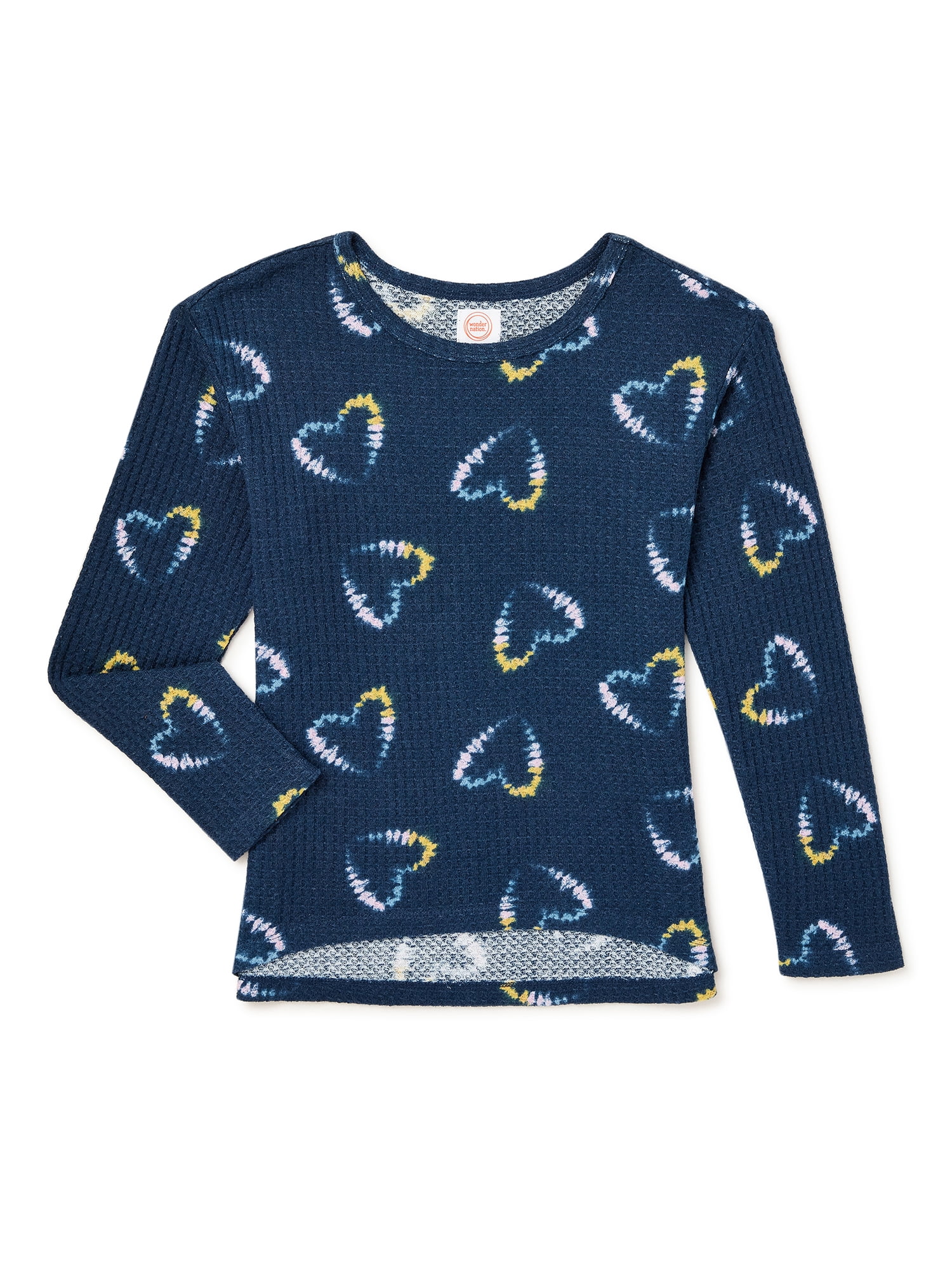 Wonder Nation Girls Long Sleeve Waffle Top, Sizes 4-18 & Plus - Walmart.com