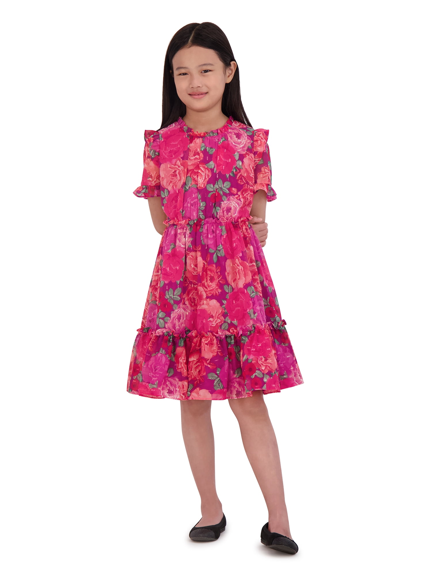 Wonder Nation Girls Metallic Chiffon Dress, Sizes 4-18 & Plus - Walmart.com