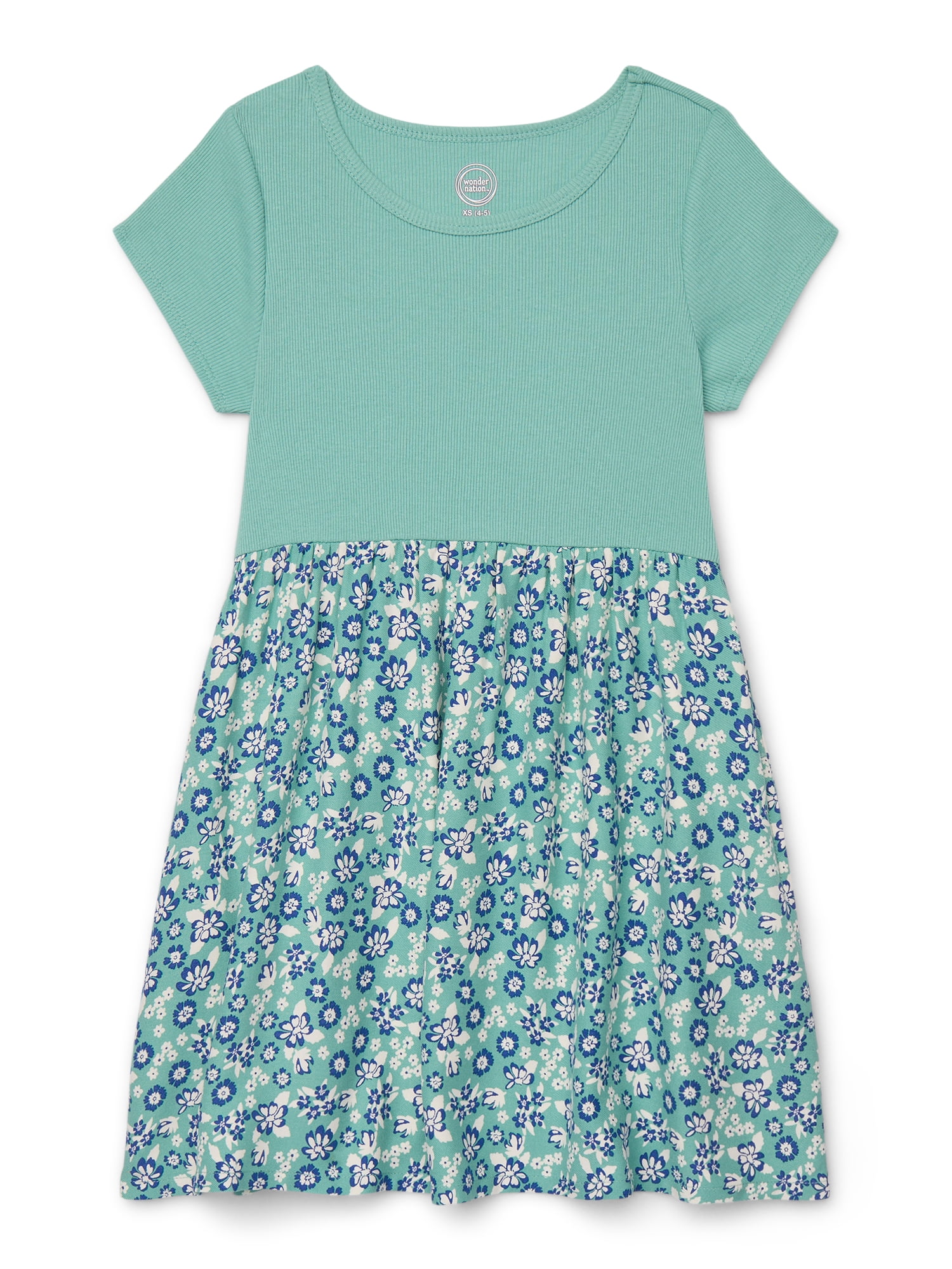 Wonder Nation Girls Mixed Media Dress, Sizes 4-18 & Plus - Walmart.com