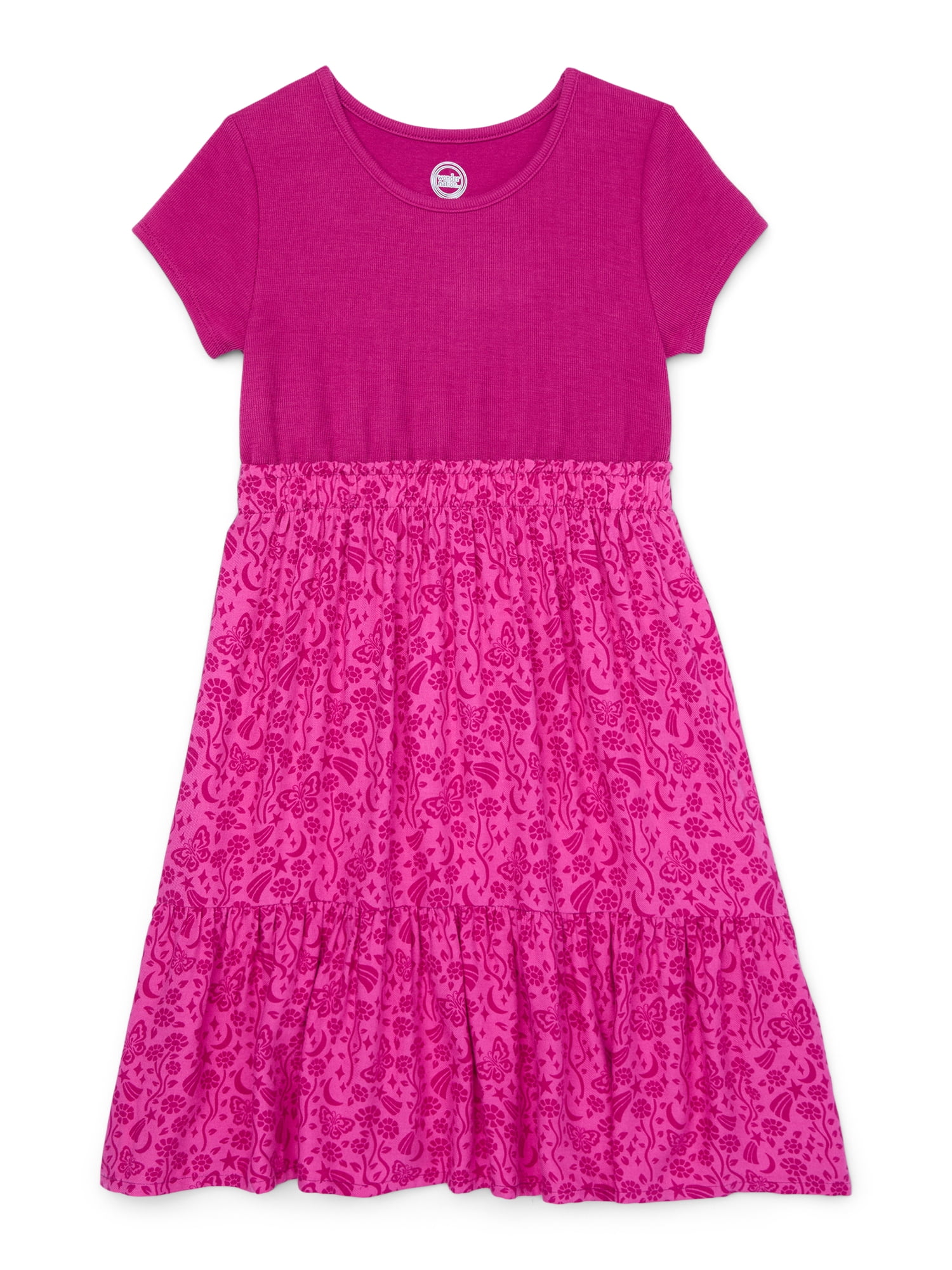 Wonder Nation Girls Mixed Media Dress - Walmart.com