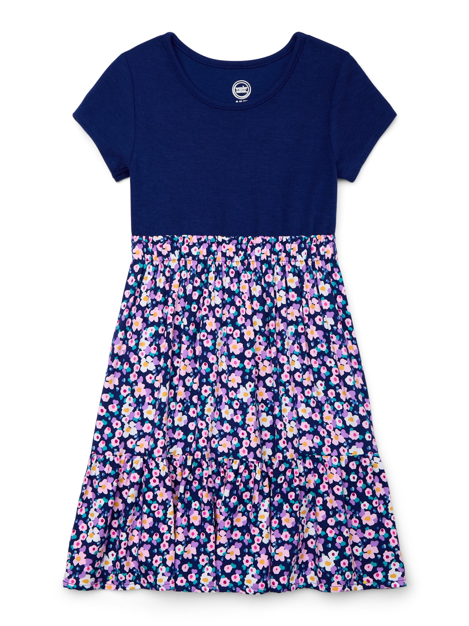 Wonder Nation Girls Mixed Media Dress, Sizes 4-18 & Plus, Comfy Twirly ...
