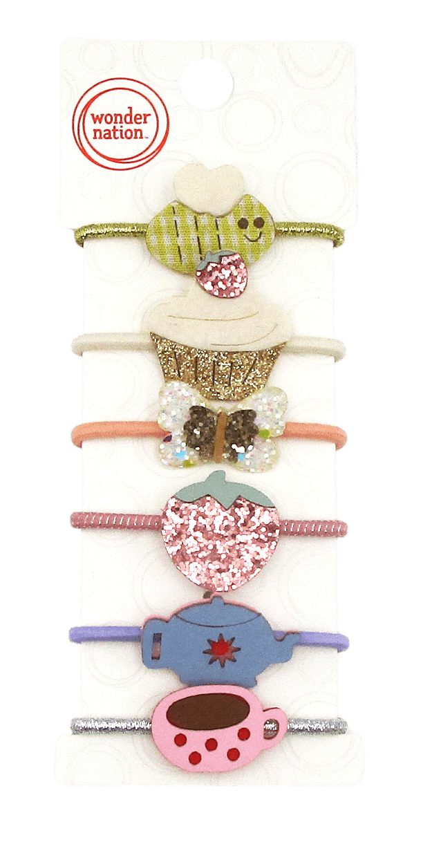 Wonder Nation Girls Mixed Motif Hair Elastics, 6-Piece, Multi - Walmart.com