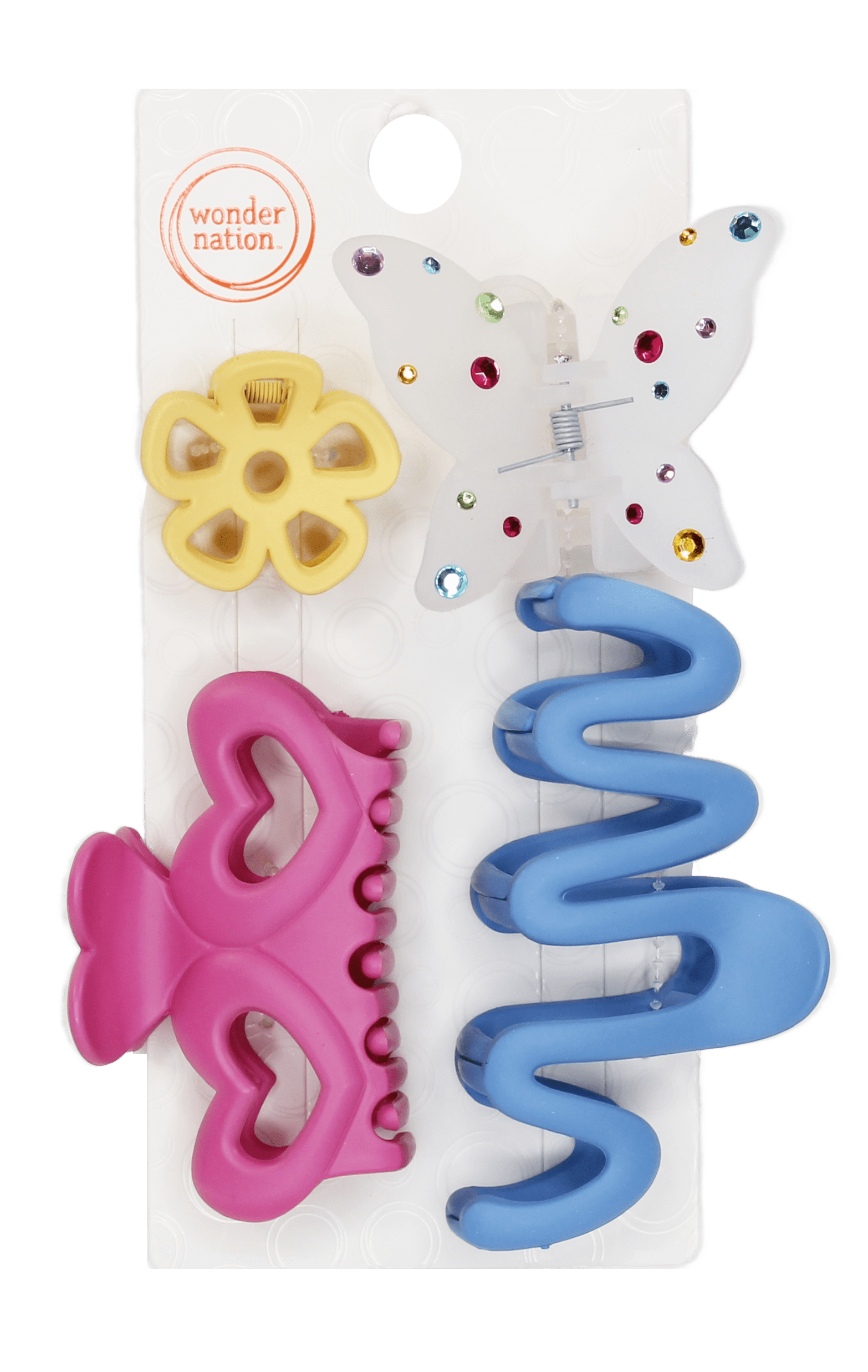 Wonder Nation Girls Mixed Shape Claw Clip, 4-Piece Set, Multi - Walmart.com