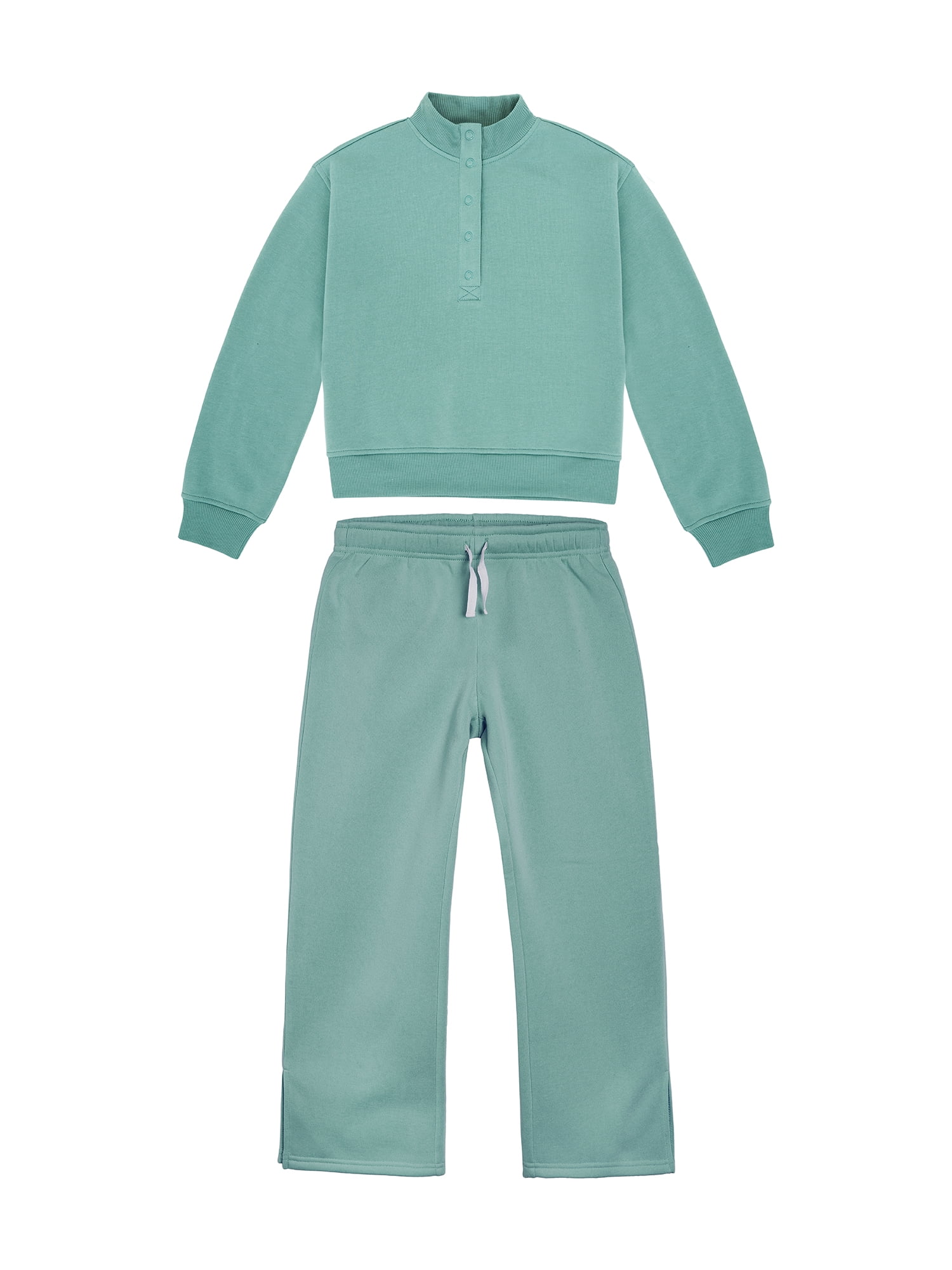 Wonder Nation Girls Mock Neck Fleece Pullover and Flare Pants Outfit, 2 ...