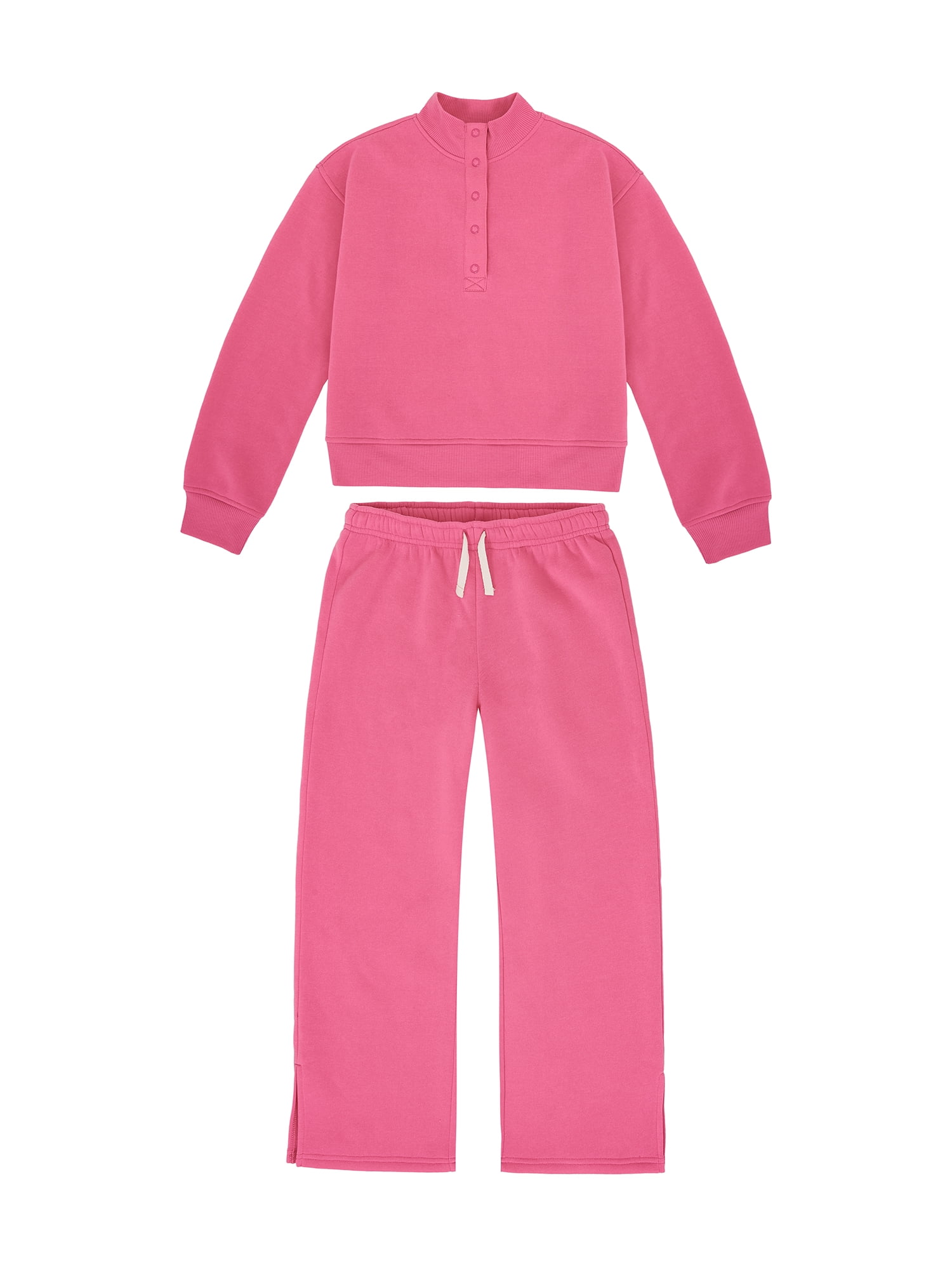 Wonder Nation Girls Mock Neck Fleece Pullover and Flare Pants Outfit, 2 ...