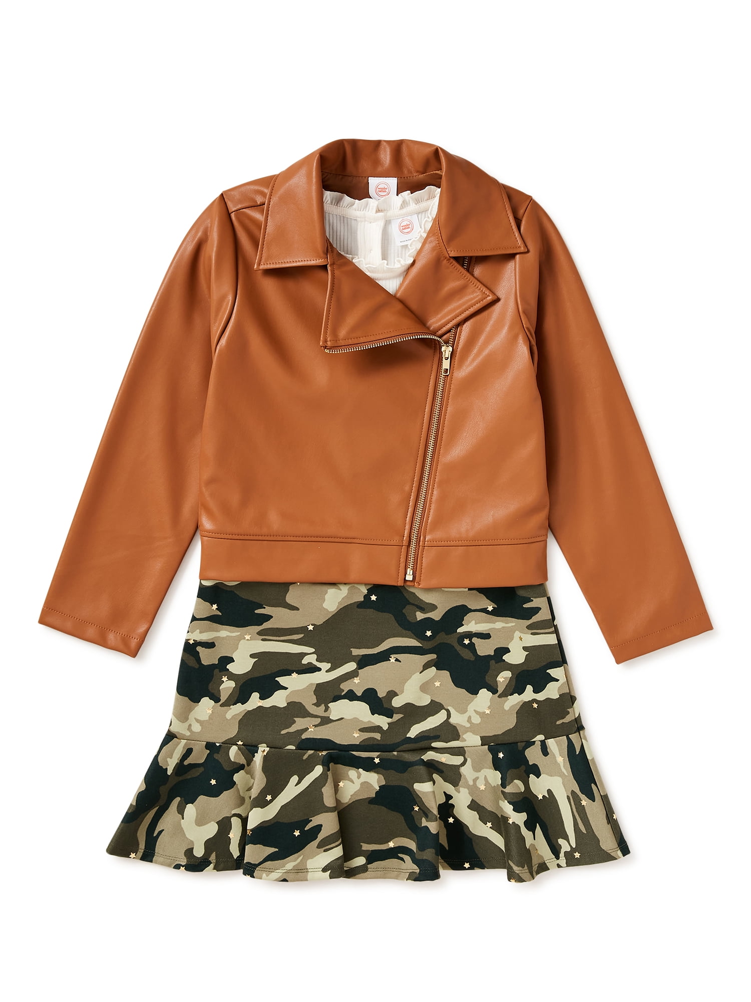 Wonder Nation Girls Moto Jacket and Dress, 2-Piece Outfit Set, Sizes 4 ...