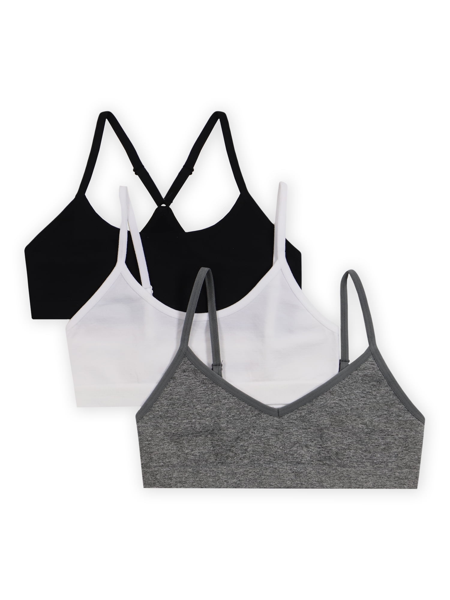 Wonder Nation Girls Multi-Style Seamless Bras 3-Pack Lightly Lined ...