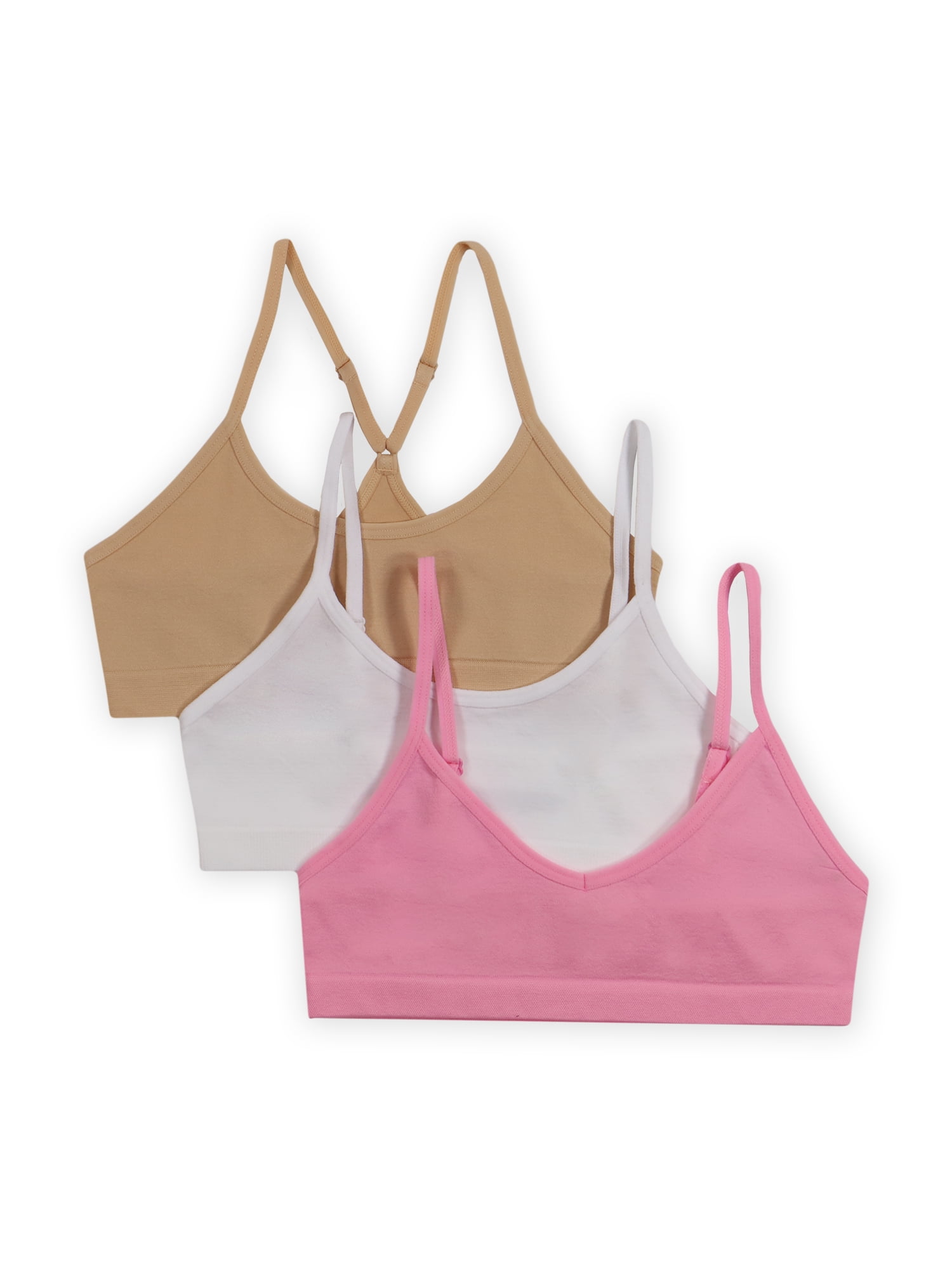 Wonder Nation Seamless Lightly Lined Bras 3-Pack Comfortable Adjustable ...