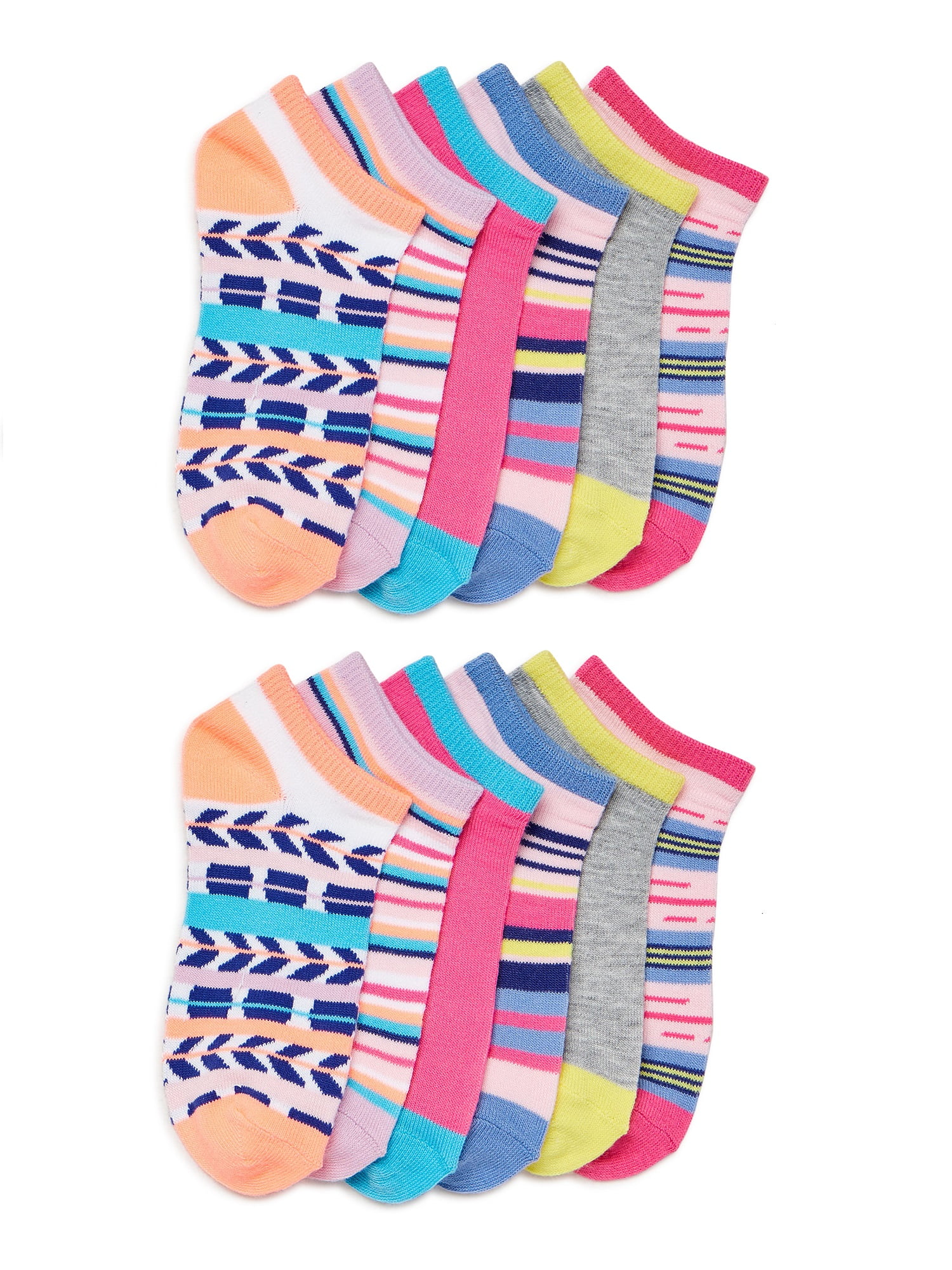 Wonder Nation Girls No Show Socks, 12-Pack, Sizes S-L - Walmart.com