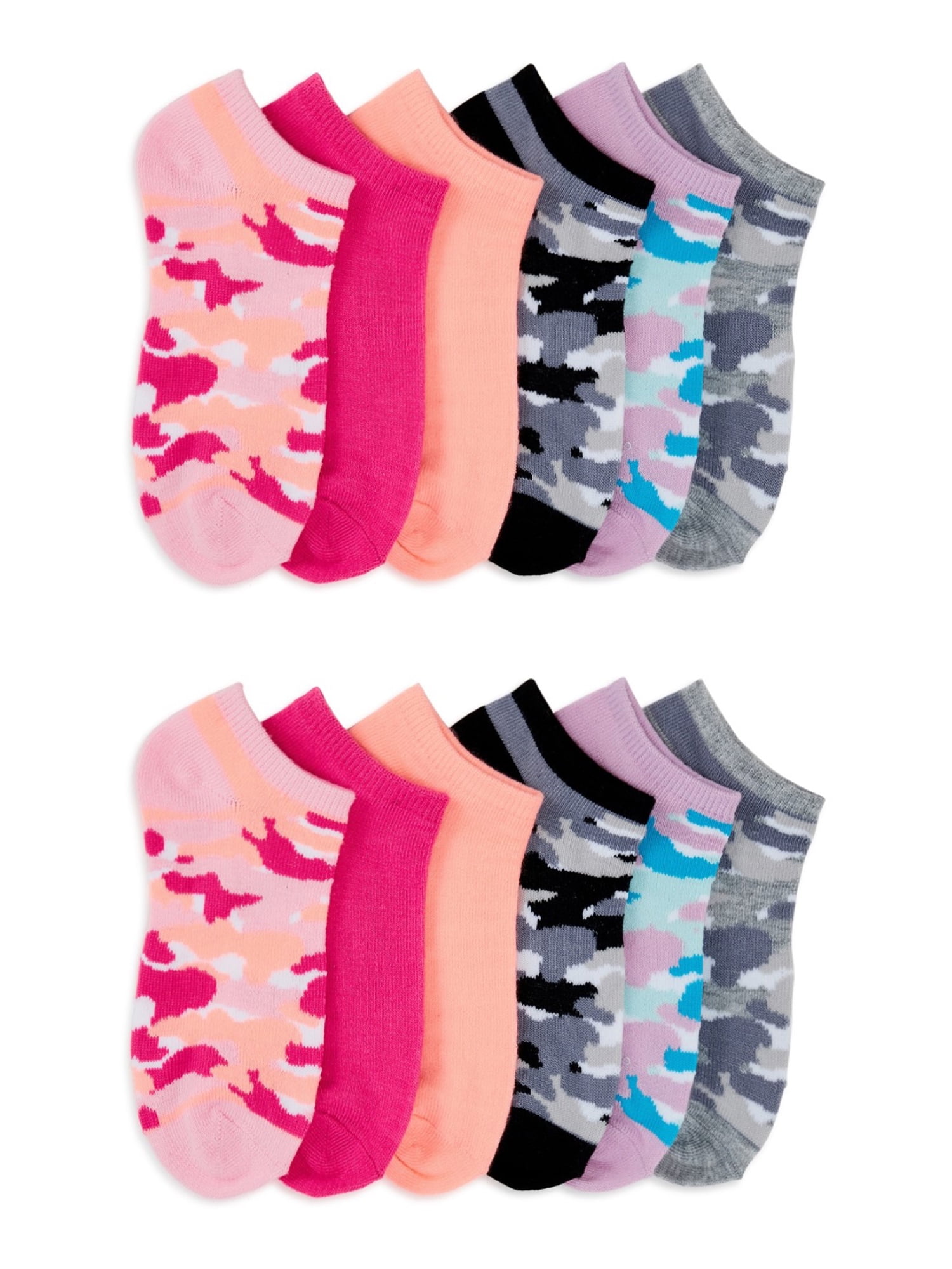 Wonder Nation Girls No Show Socks, 12-Pack, Sizes S-L - Walmart.com