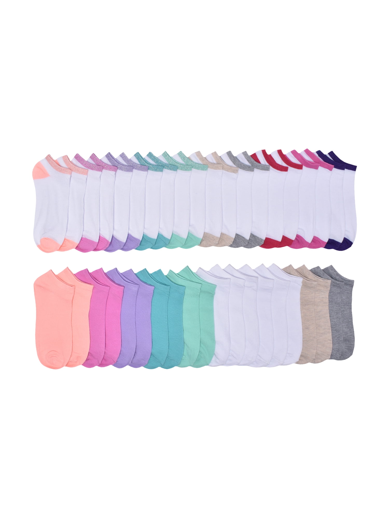 Wonder Nation Girls No Show Socks, 20-Pack, Sizes S-L - Walmart.com