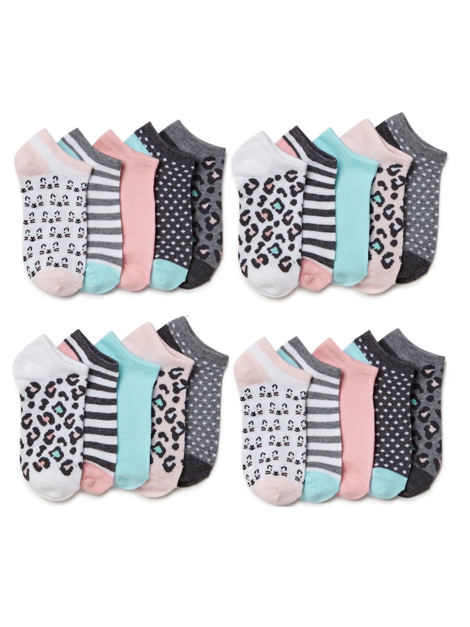 Wonder Nation Girls No Show Socks, 20-Pack, Sizes S-L - Walmart.com