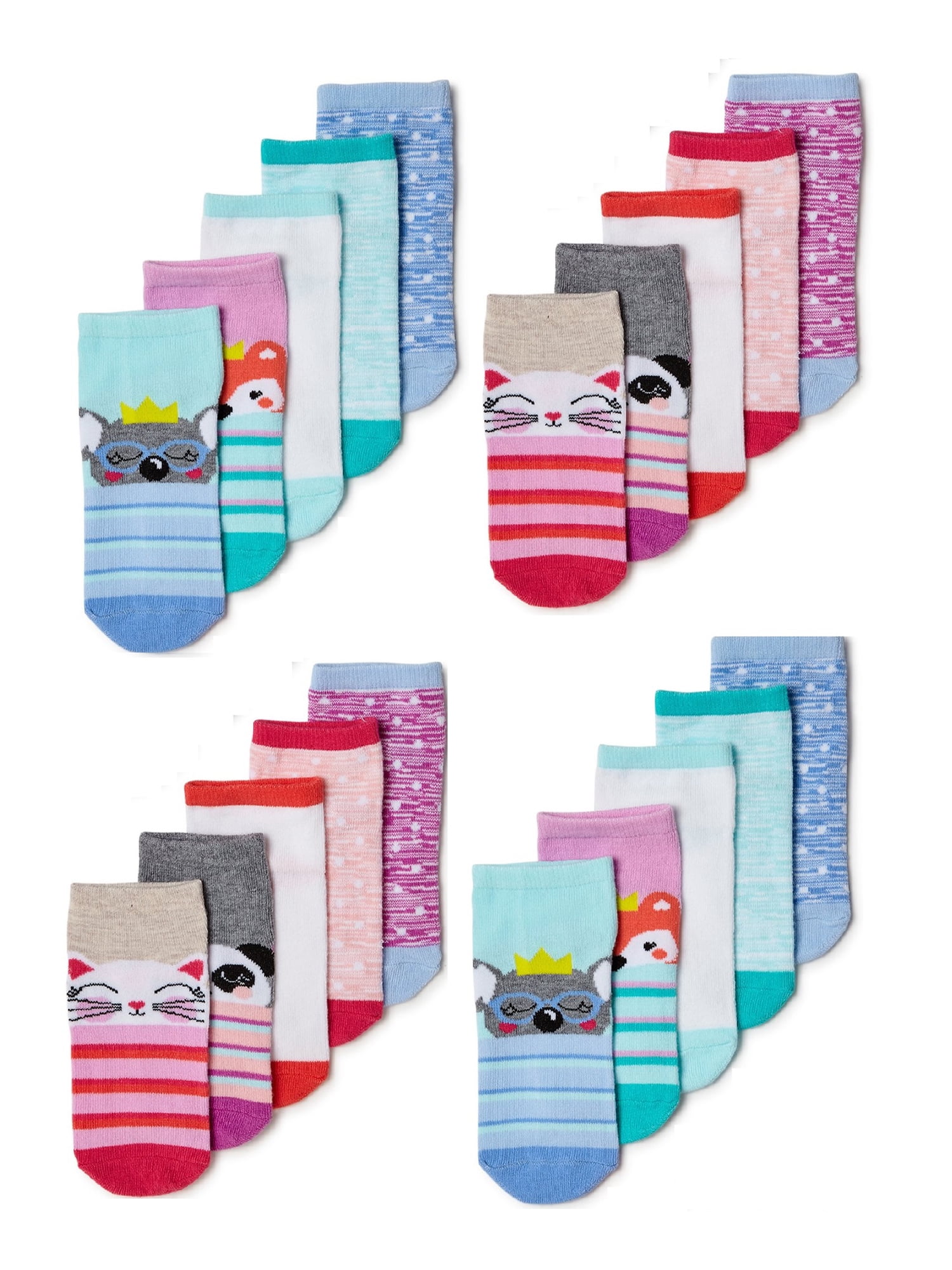 Wonder Nation Girls No Show Socks, 20-Pack, Sizes S-L - Walmart.com
