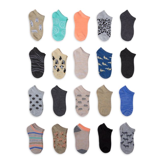 Wonder Nation Girls No Show Socks, 20-Pack, Sizes S-L - Walmart.com