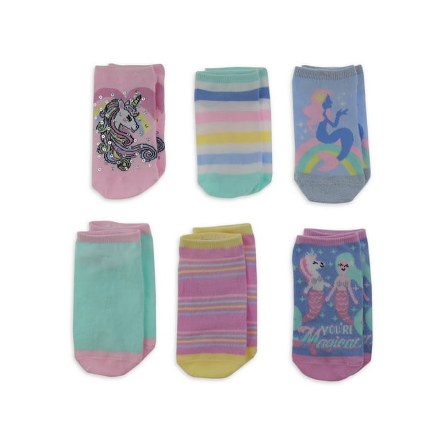 Wonder Nation Girls No Show Socks, 6-Pack, Sizes S-L - Walmart.com