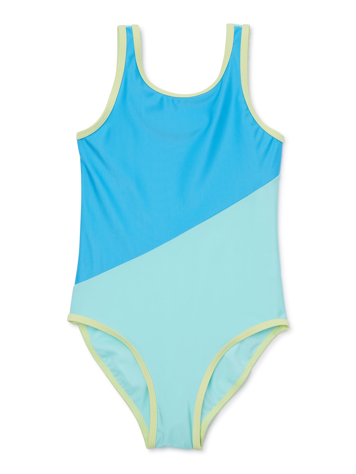 Wonder Nation Girls’ One-Piece Swimsuit with UPF 50, Sizes 4-18 & Plus ...