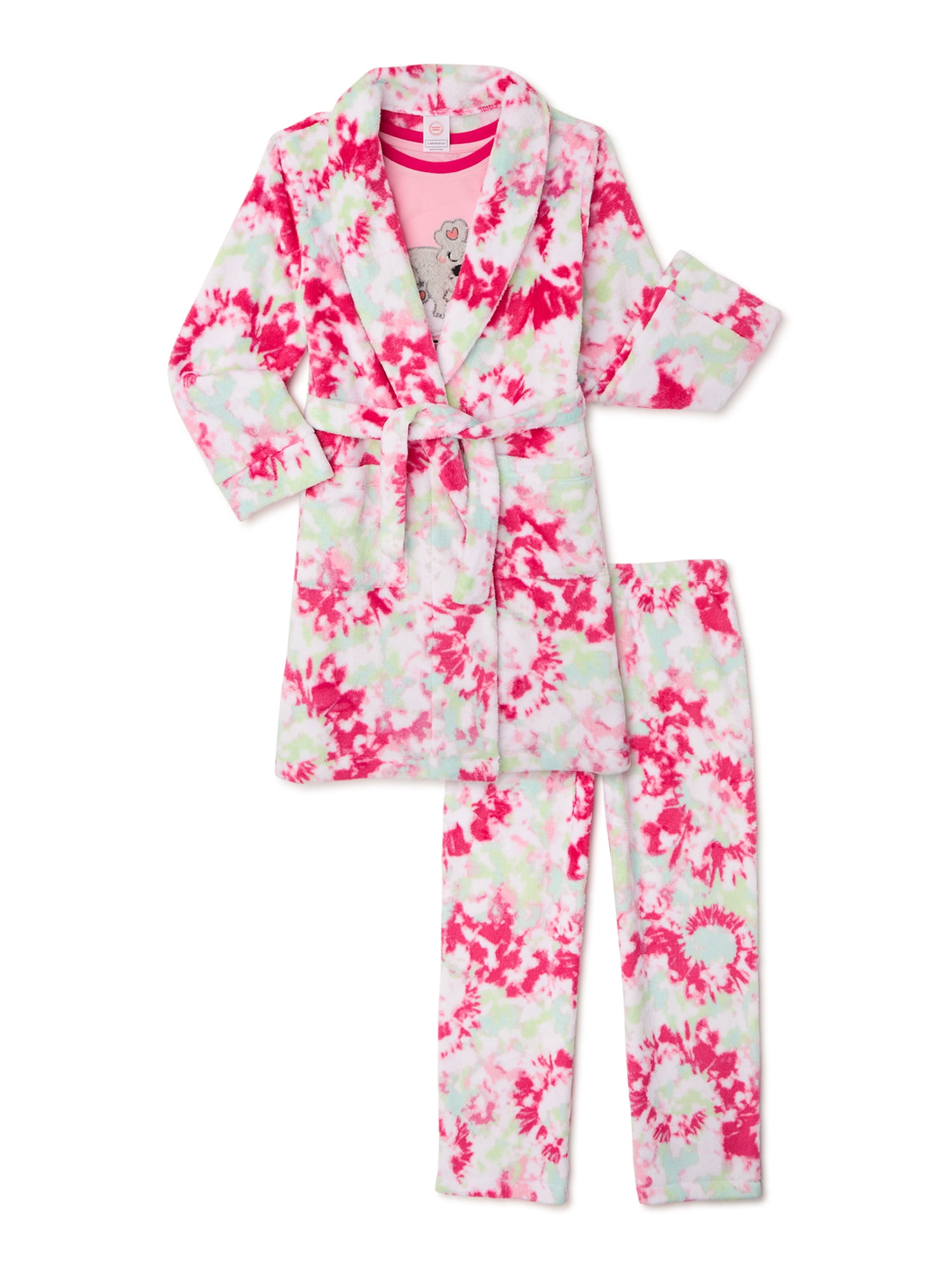 Wonder Nation Girls’ Pajama Sleep Set with Robe, 3-Piece, Sizes 4-18 ...
