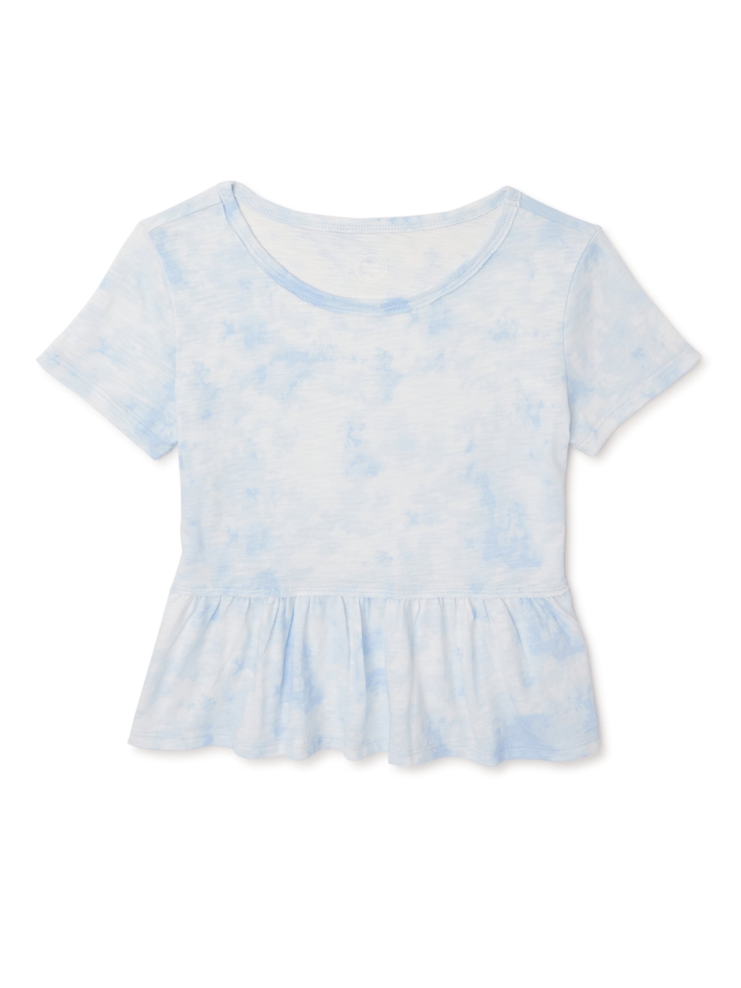 Wonder Nation Girls’ Peplum Top with Short Sleeves, Sizes 4-18 & Plus ...