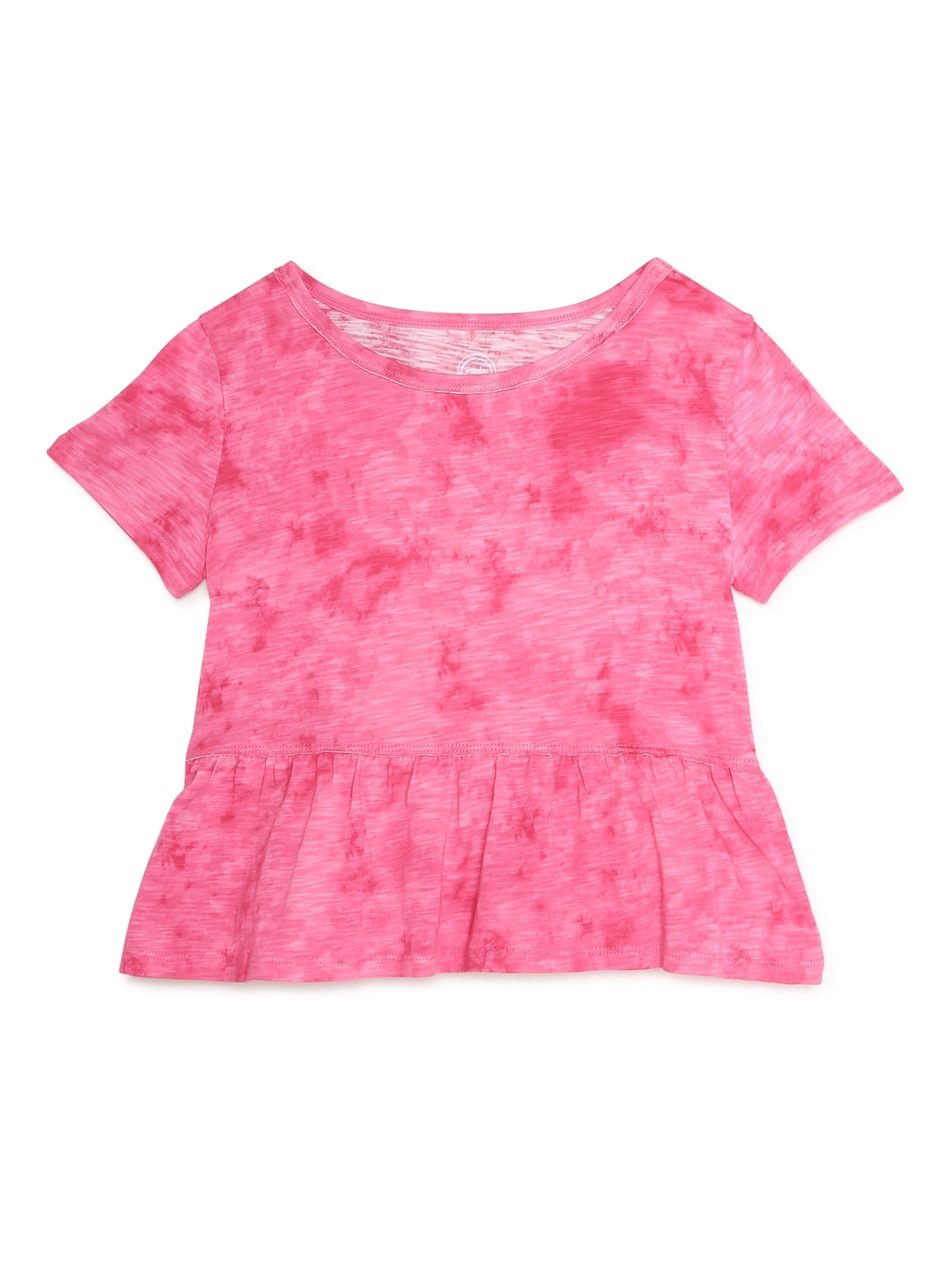 Wonder Nation Girls’ Peplum Top with Short Sleeves, Sizes 4-18 & Plus ...
