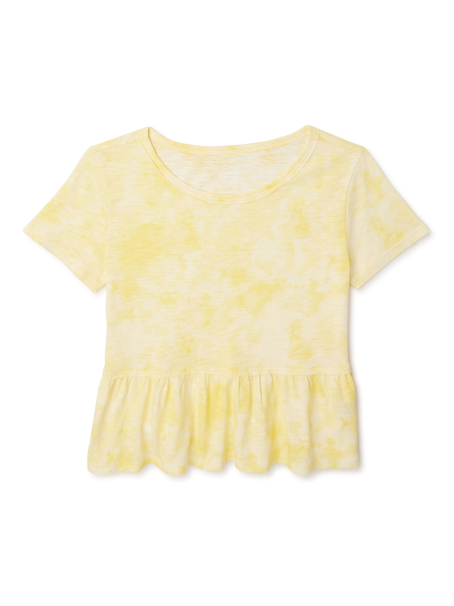 Wonder Nation Girls’ Peplum Top with Short Sleeves, Sizes 4-18 & Plus ...