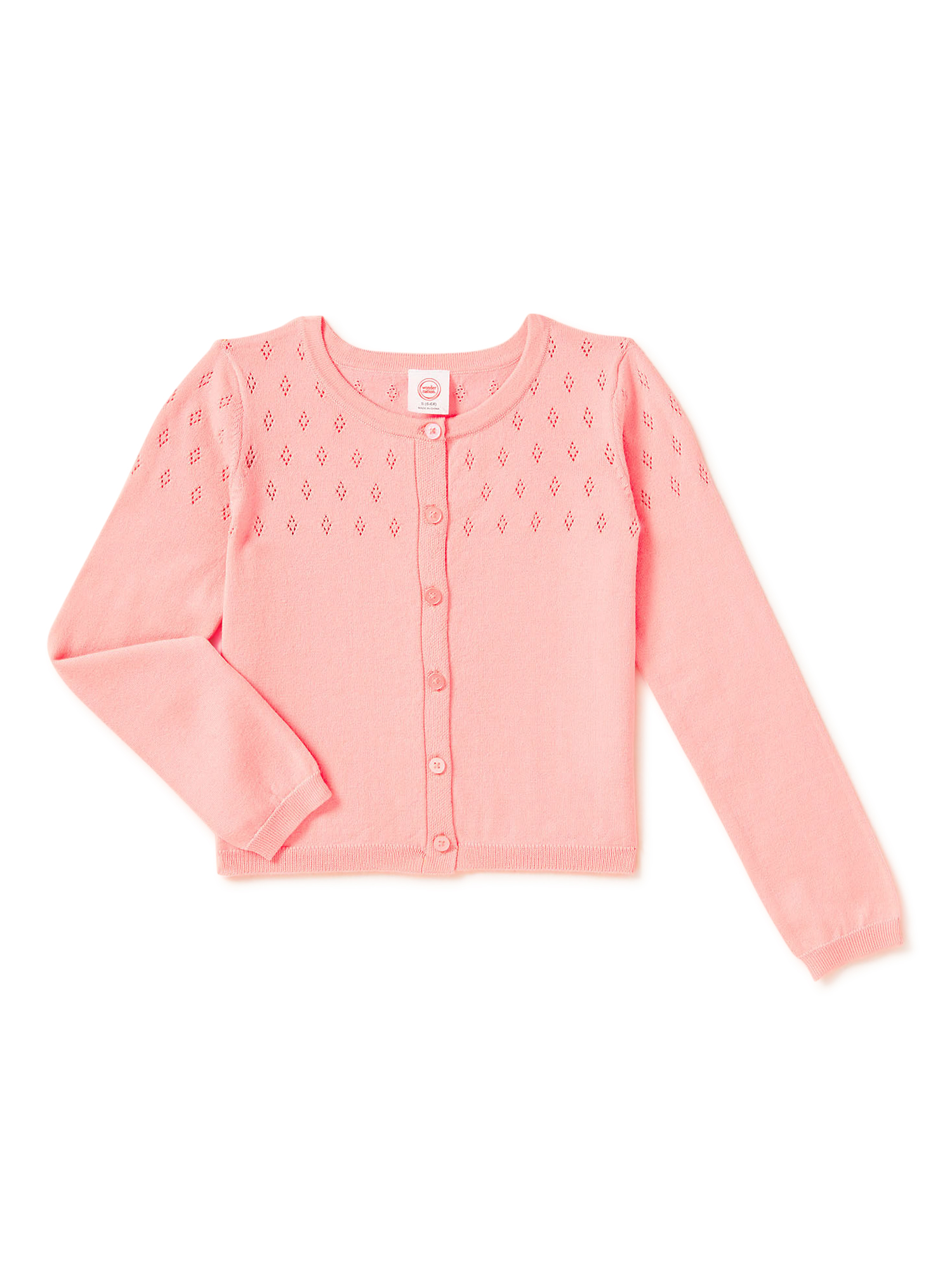 Wonder Nation Girls Pointelle Cardigan Sweater, Sizes 4-18 & Plus ...