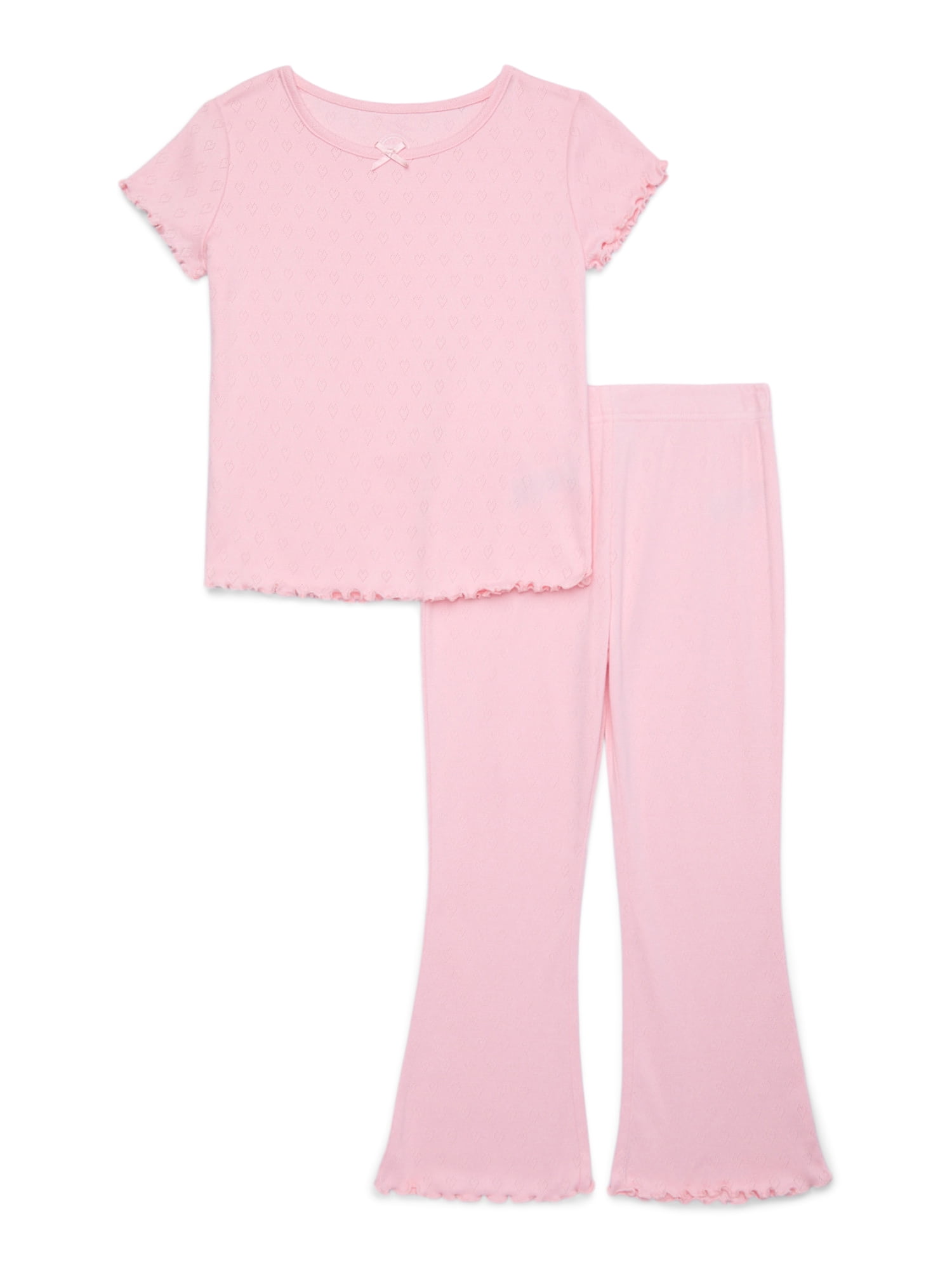 Wonder Nation Girls Pointelle Knit Pajama Set, 2-Piece, Sizes 4-18 Plus ...